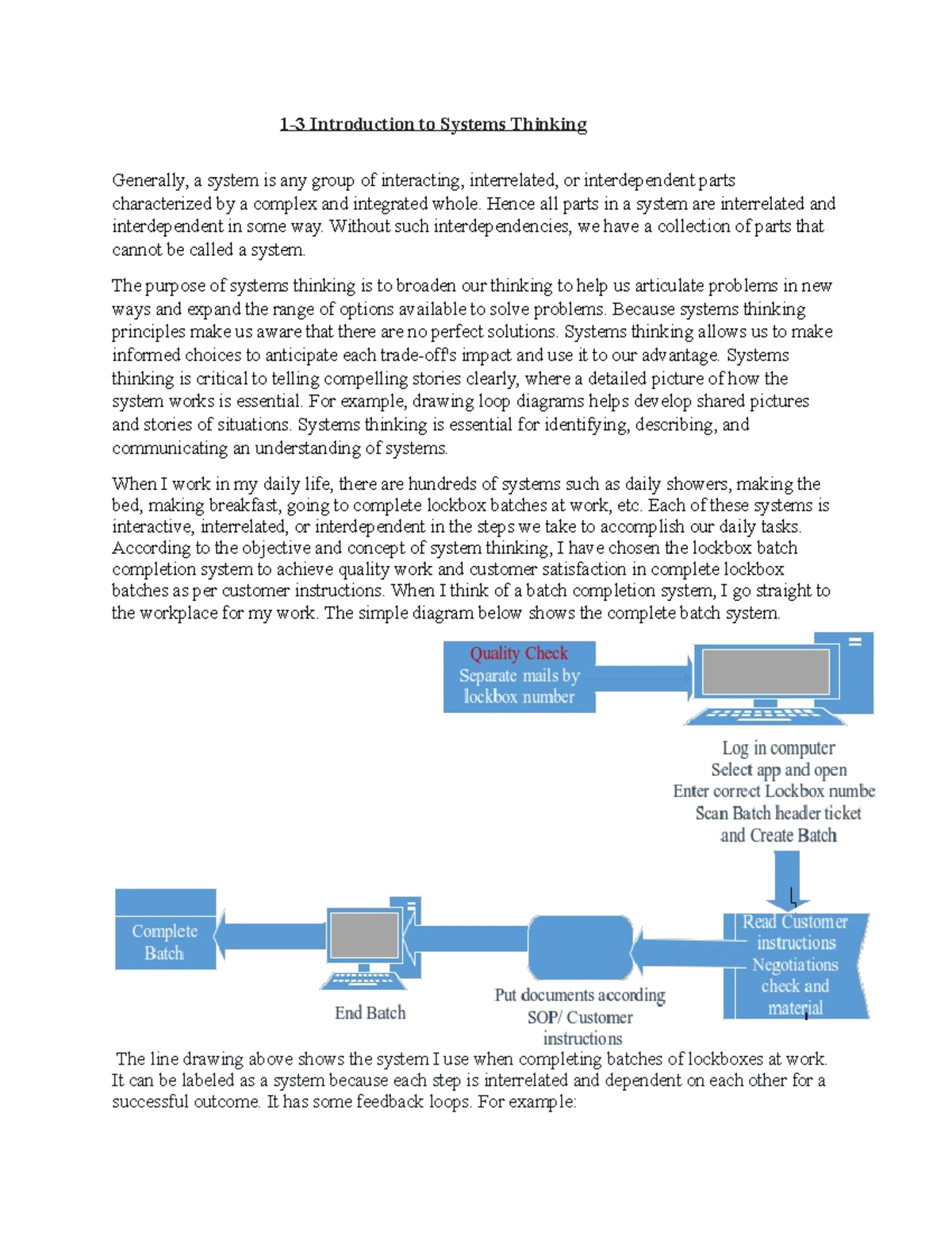 1-3 Activity Introduction to Systems Thinking - 1-3 Introduction to Systems Thinking Generally ...