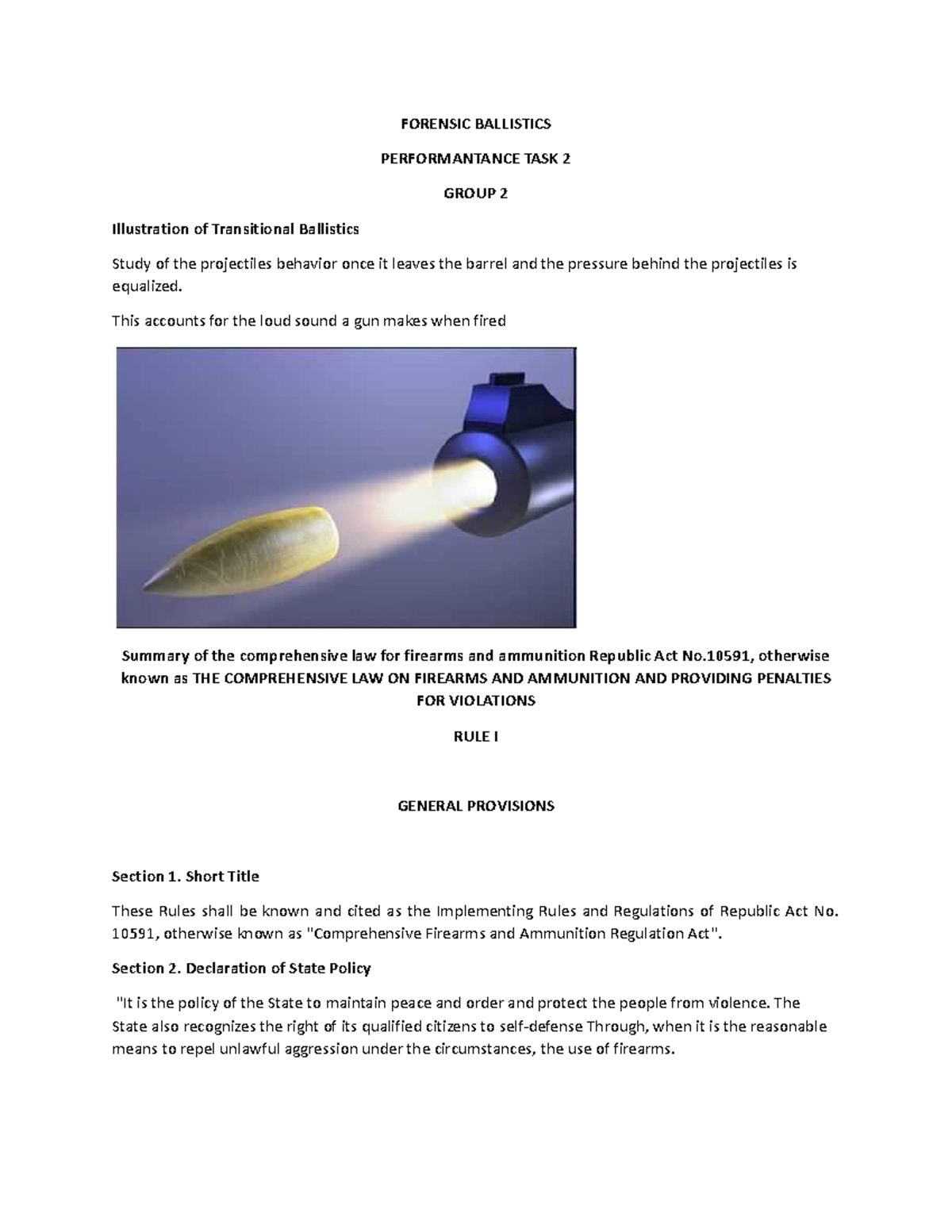 Group 2 4C Ballistics TASK 2 - FORENSIC BALLISTICS PERFORMANTANCE TASK 2 GROUP 2 Illustration of ...