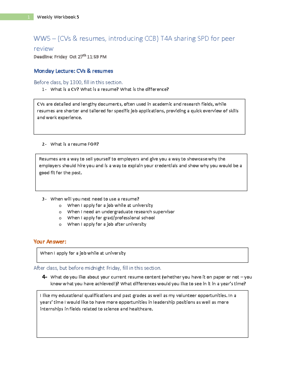 WW5 - solved - wain - WW5 – (CVs & resumes, introducing CCB) T4A ...