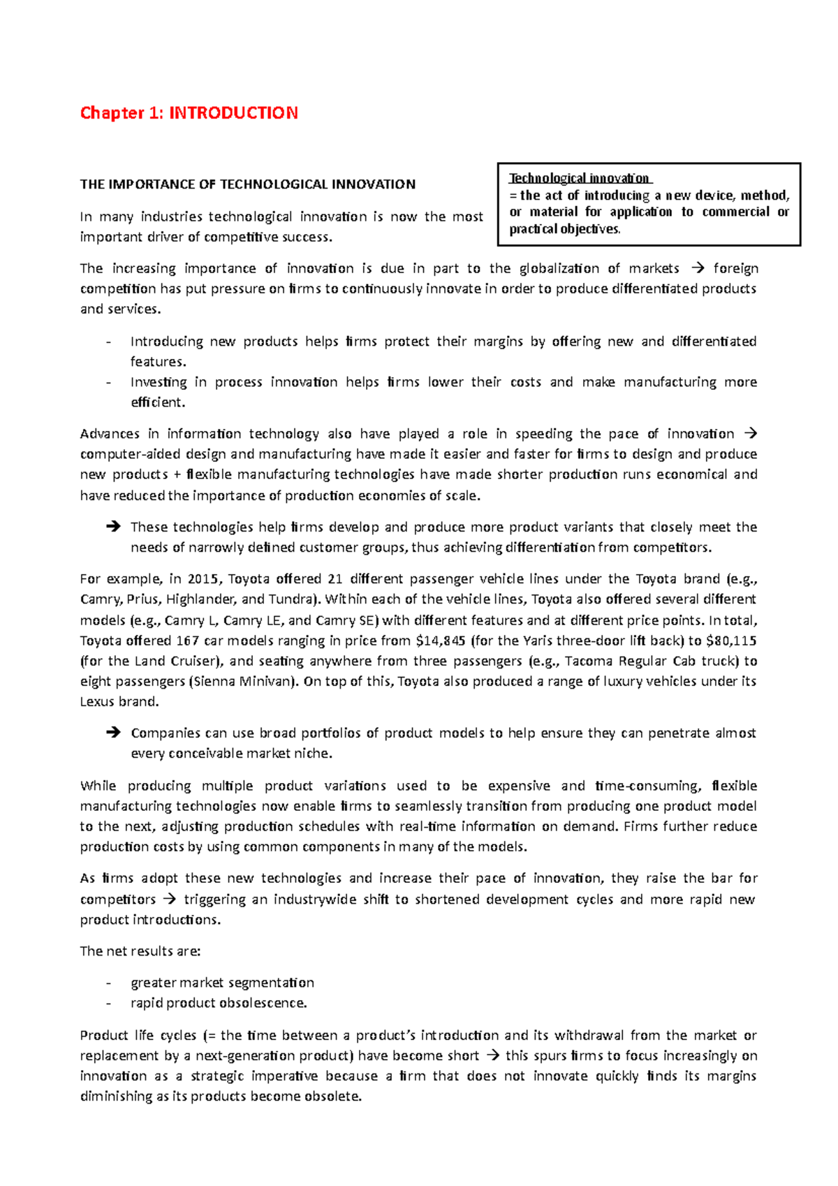 001 Introduction - summaries of book and lectures - Chapter 1: INTRODUCTION THE IMPORTANCE OF ...