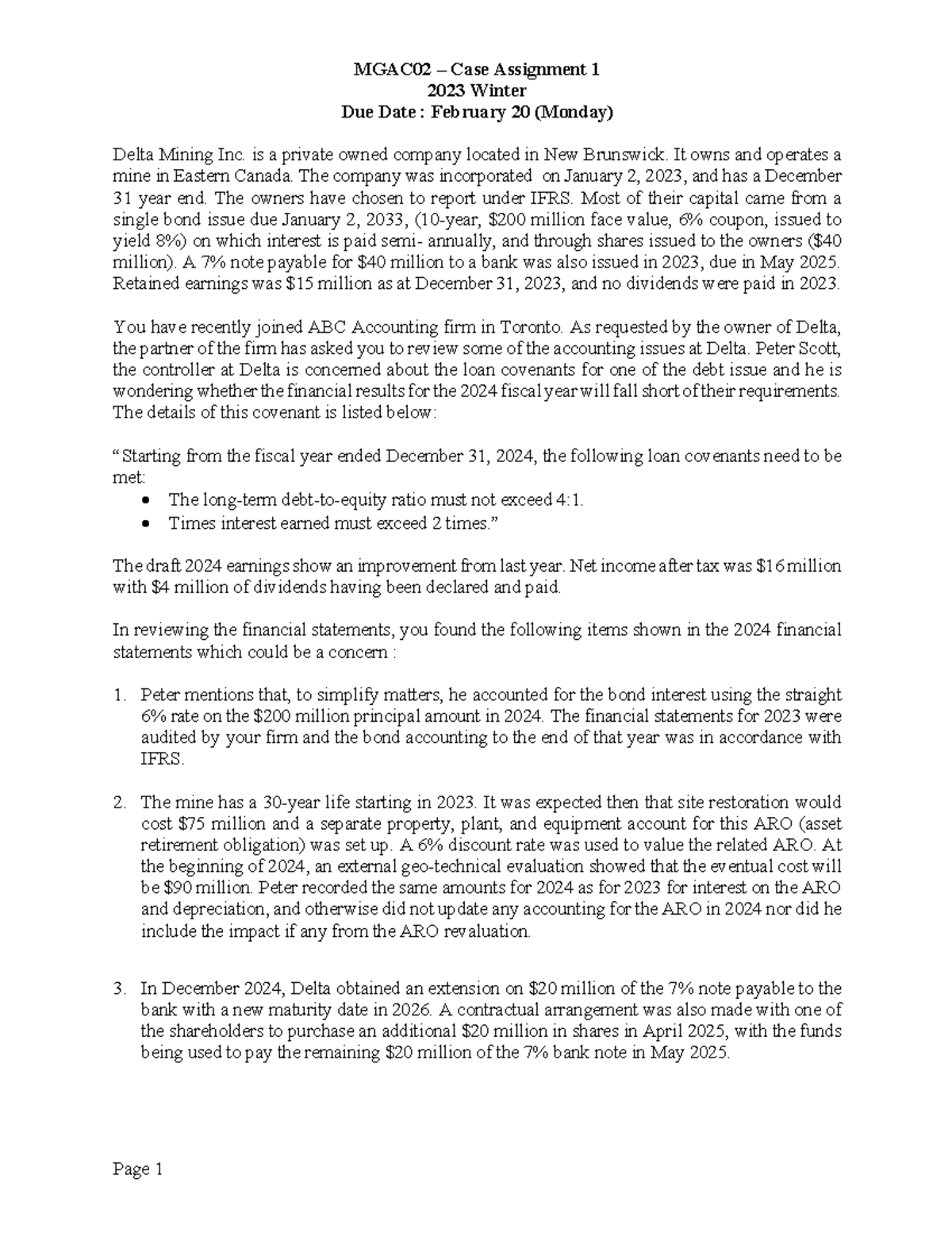 Case Assignment 1 - 2023 Winter - MGAC02 - MGAC02 – Case Assignment 1 ...