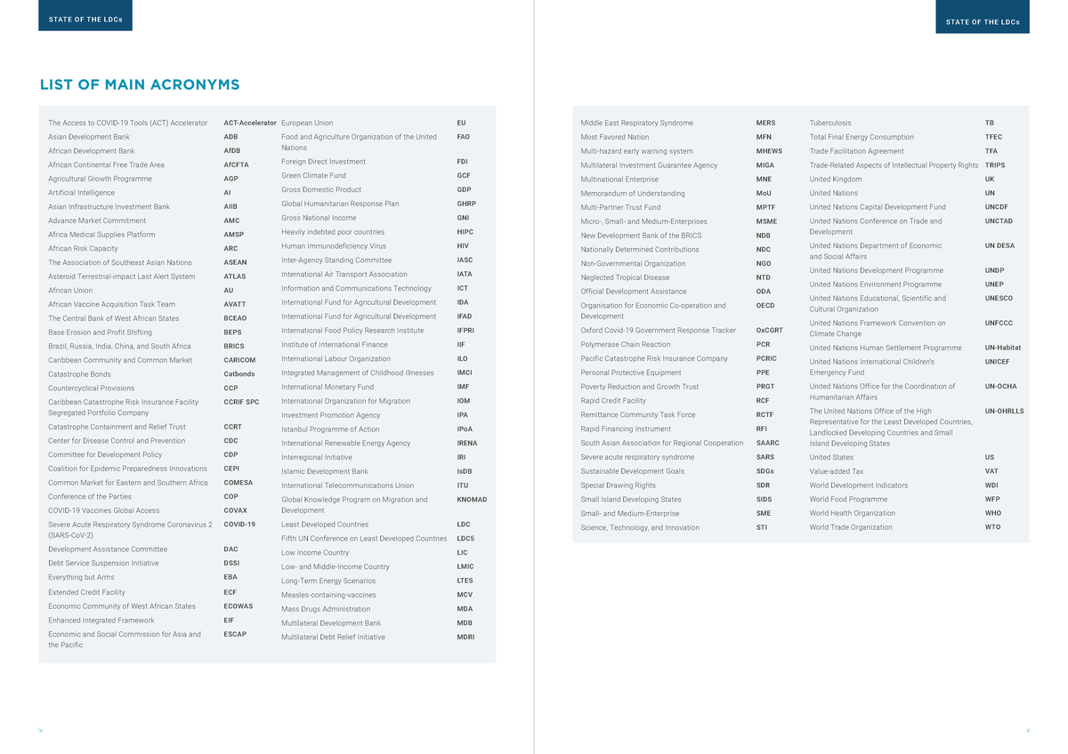 Acronyms of World-wide Organizations - iv v S TAT E O F T H E L D C s S ...