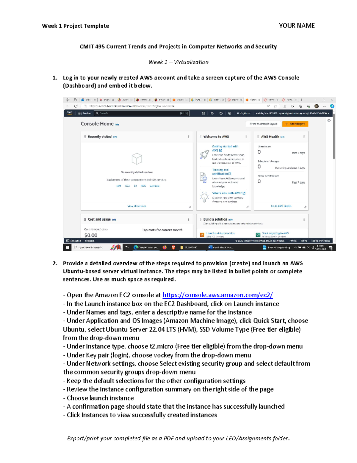 Project 1 - Virtualization Assignment - CMIT 495 Current Trends and ...