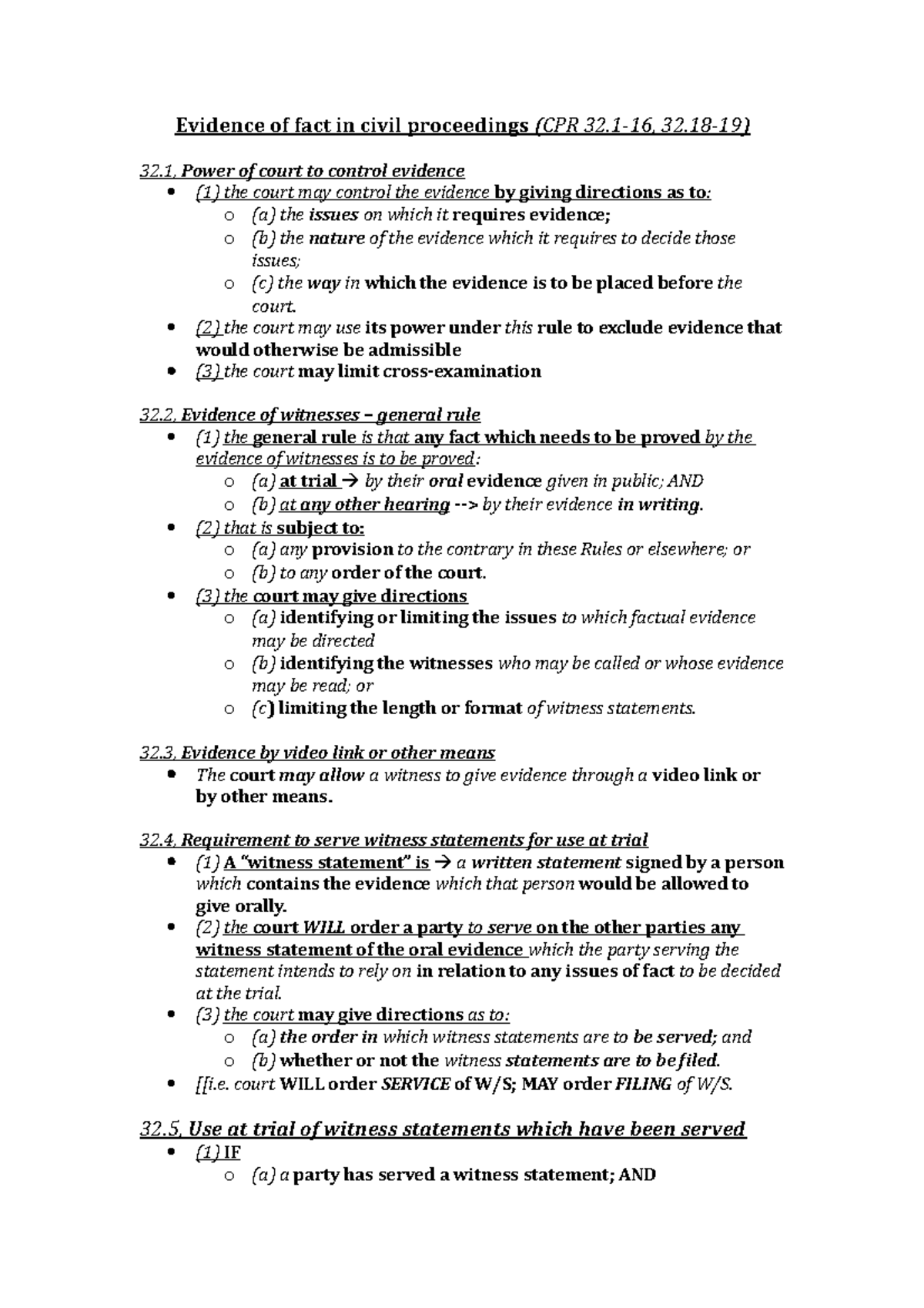 Evidence in civil proceedings 2018 - Evidence of fact in civil ...