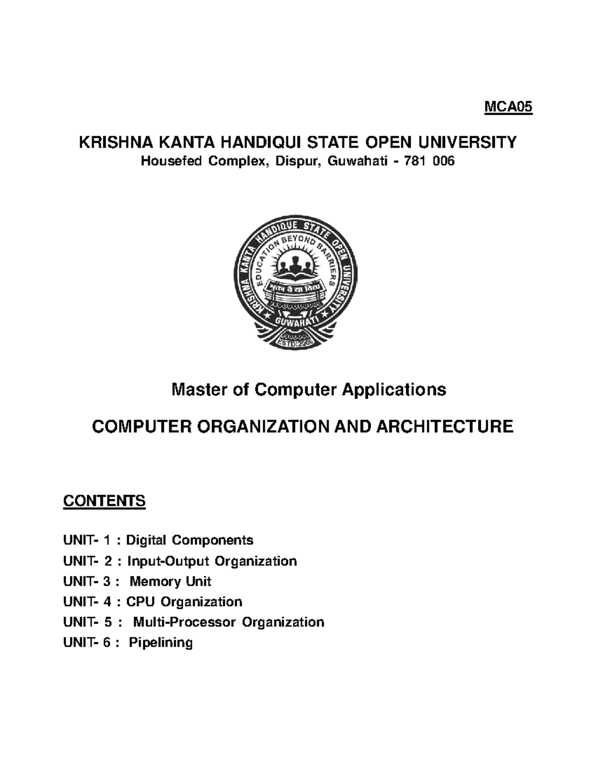 Computer Organization and Architecture Notes 1 - ####### MCA KRISHNA ...