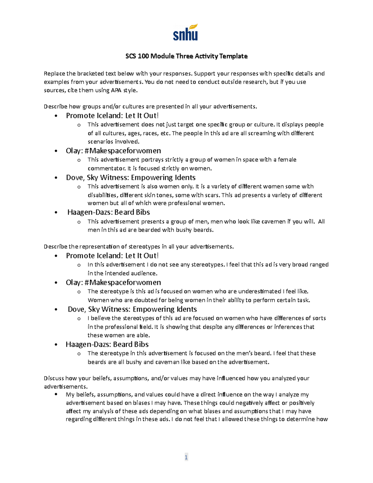 SCS 100 Module Three Activity Template - SCS 100 Module Three Activity ...