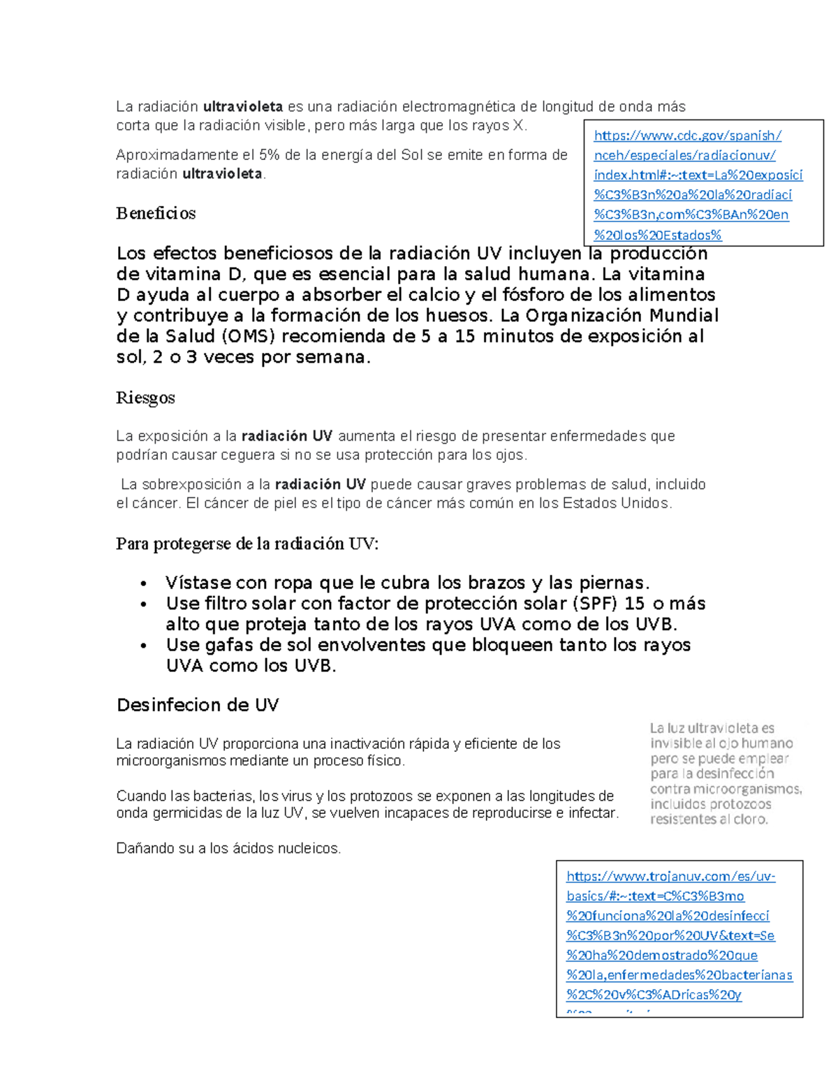 La radiación - La radiación ultravioleta es una radiación ...