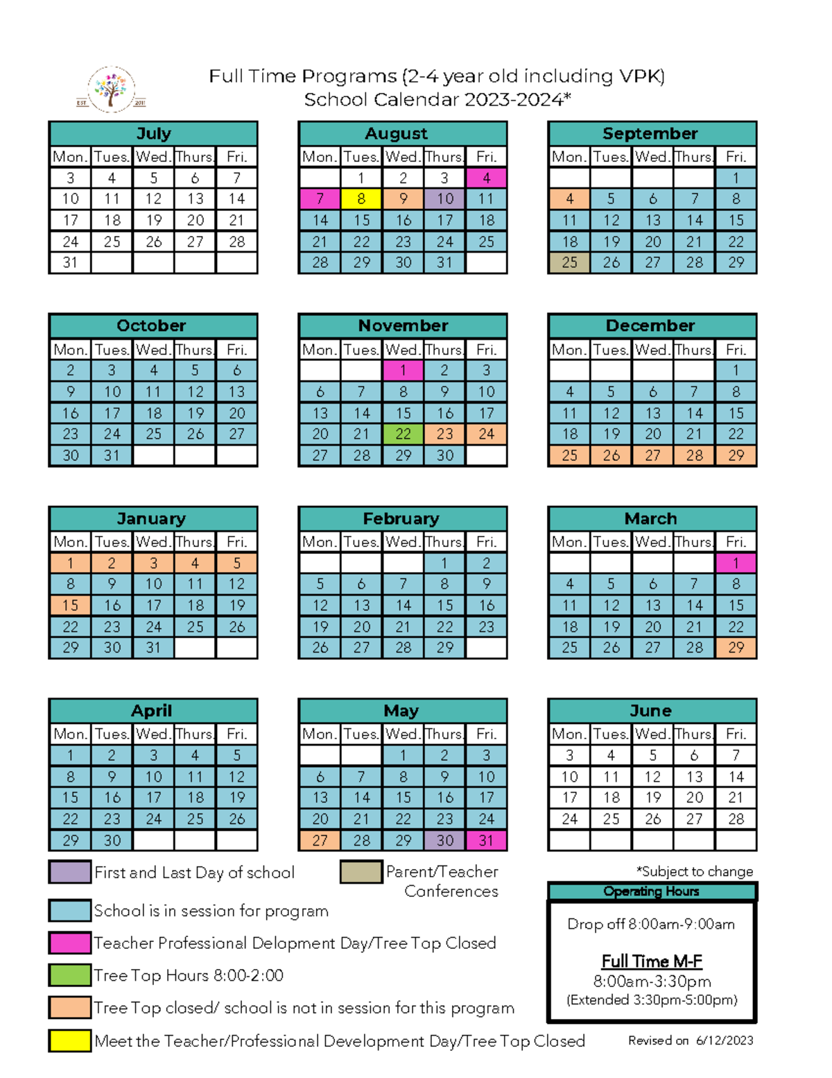 School Calendar 2023-24 - Mon. Tues. Wed. Thurs. Fri. Mon. Tues. Wed ...
