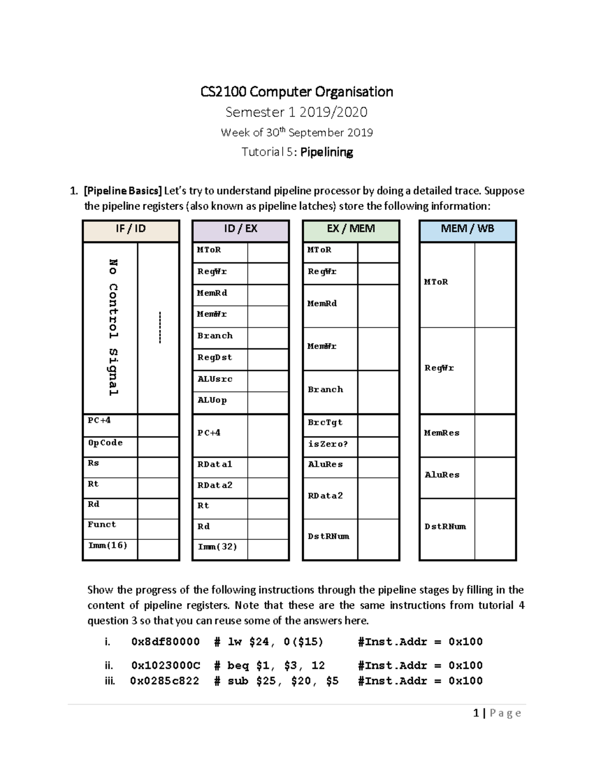 Tutorial 05 - tut 05 - Warning: TT: undefined function: 32 CS 2100 Computer Organisation - Studocu