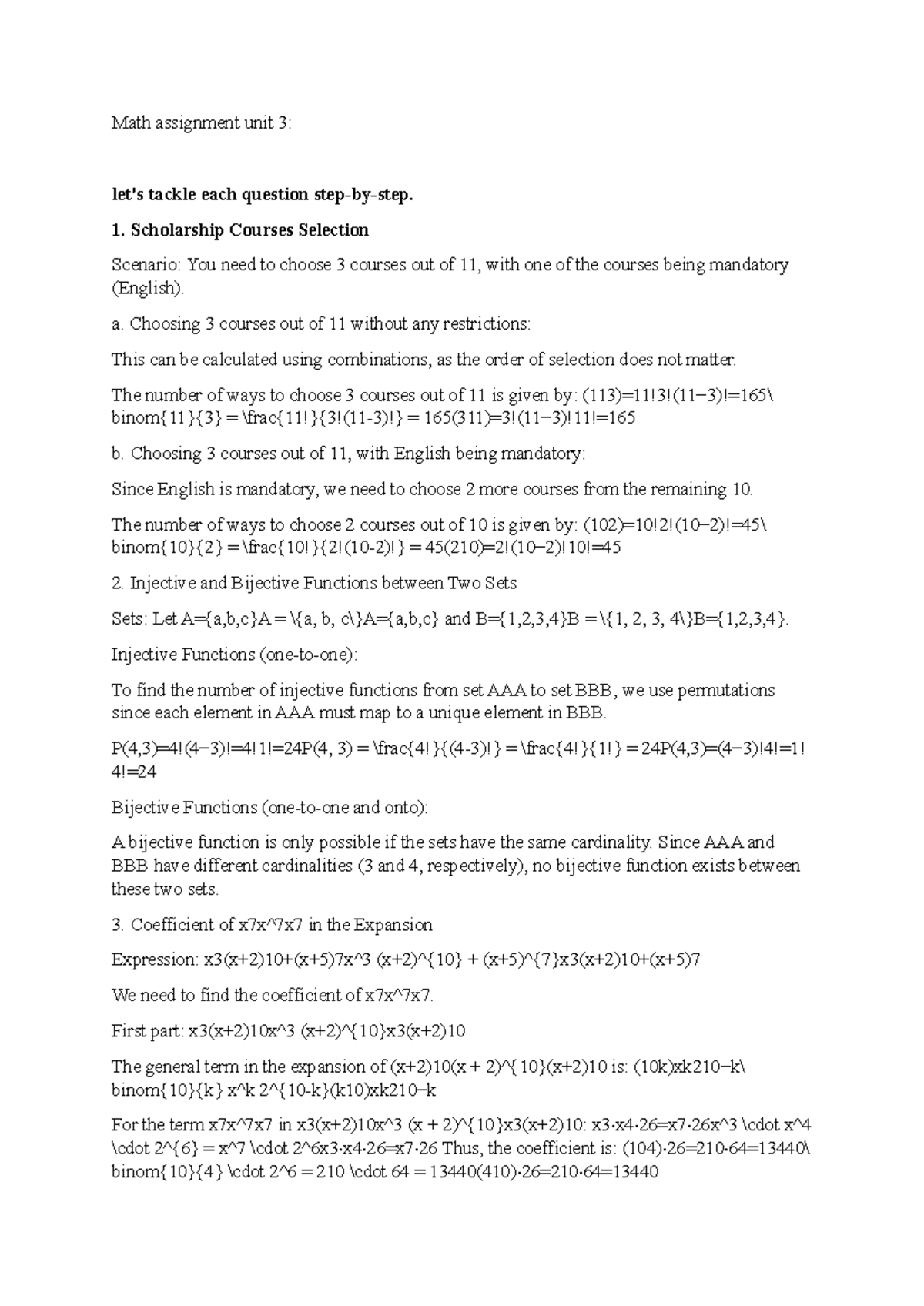 Math assignment unit 3 - Discrete Mathematics (MATH 1302) - Math assignment unit 3: let's tackle ...