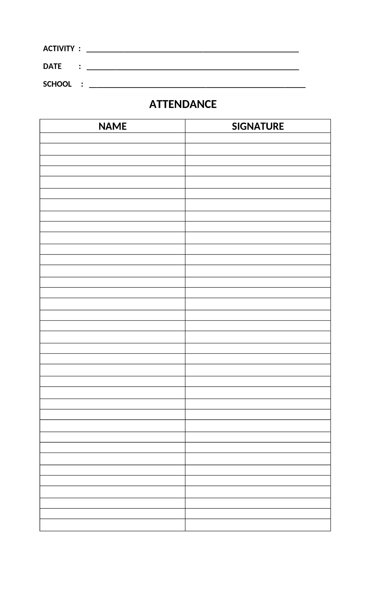 Attendance Sheet - saujcbxj - Education - ACTIVITY : - Studocu