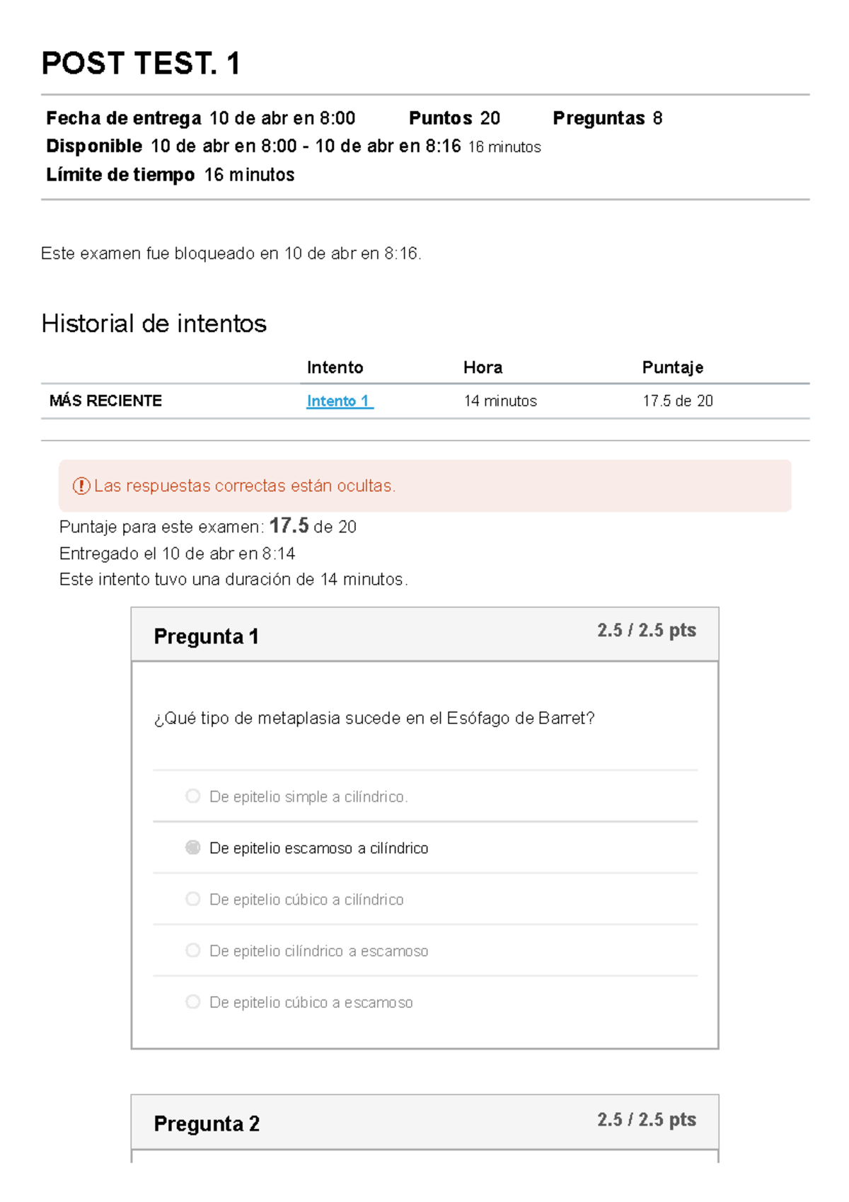 POST TEST. 1 Fisiopatología 4F TEO 2230-6822 - POST TEST. 1 Fecha de ...