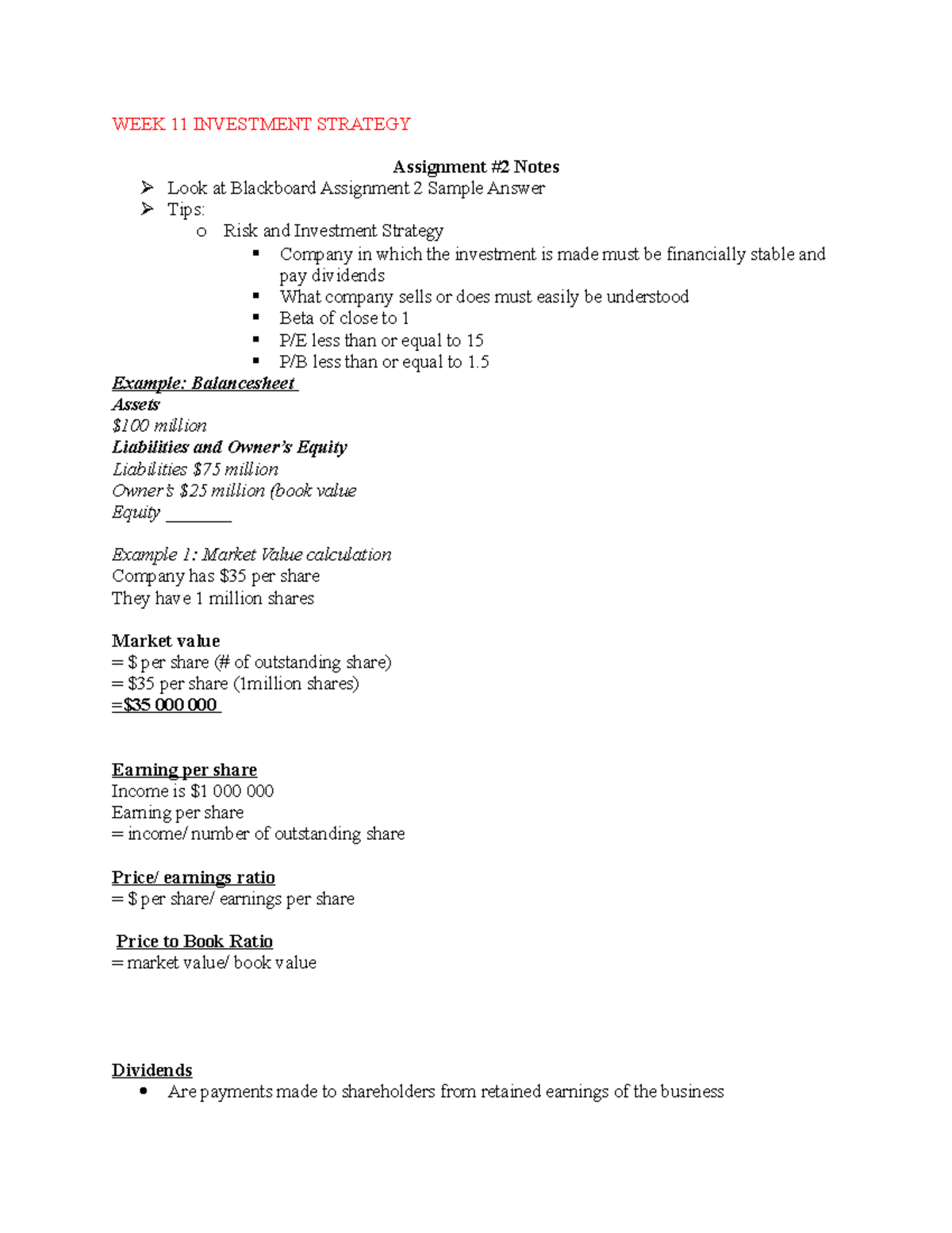 WEEK 11 Investment Strategies Personal Finance - WEEK 11 INVESTMENT ...