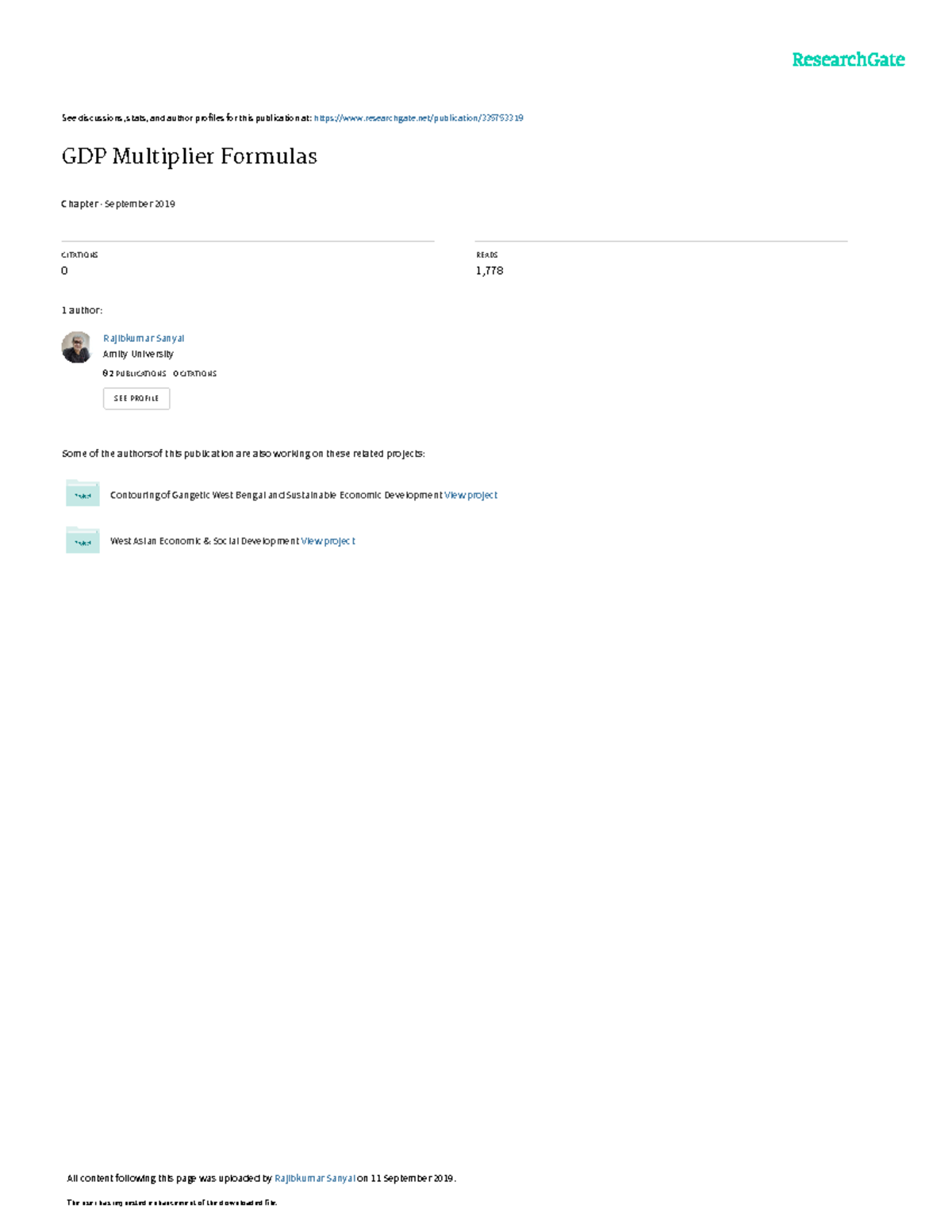 Macroformula - RAJIB KUMAR SANYAL PUBLISHES THE THEORY - See ...