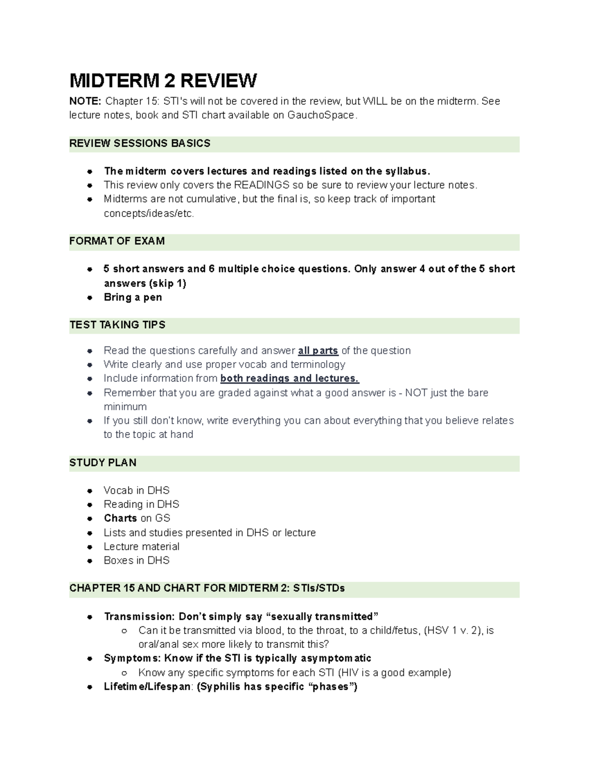 SOC 152A - Midterm 2 Study Guide - MIDTERM 2 REVIEW NOTE: Chapter 15: STI 9 s will not be ...