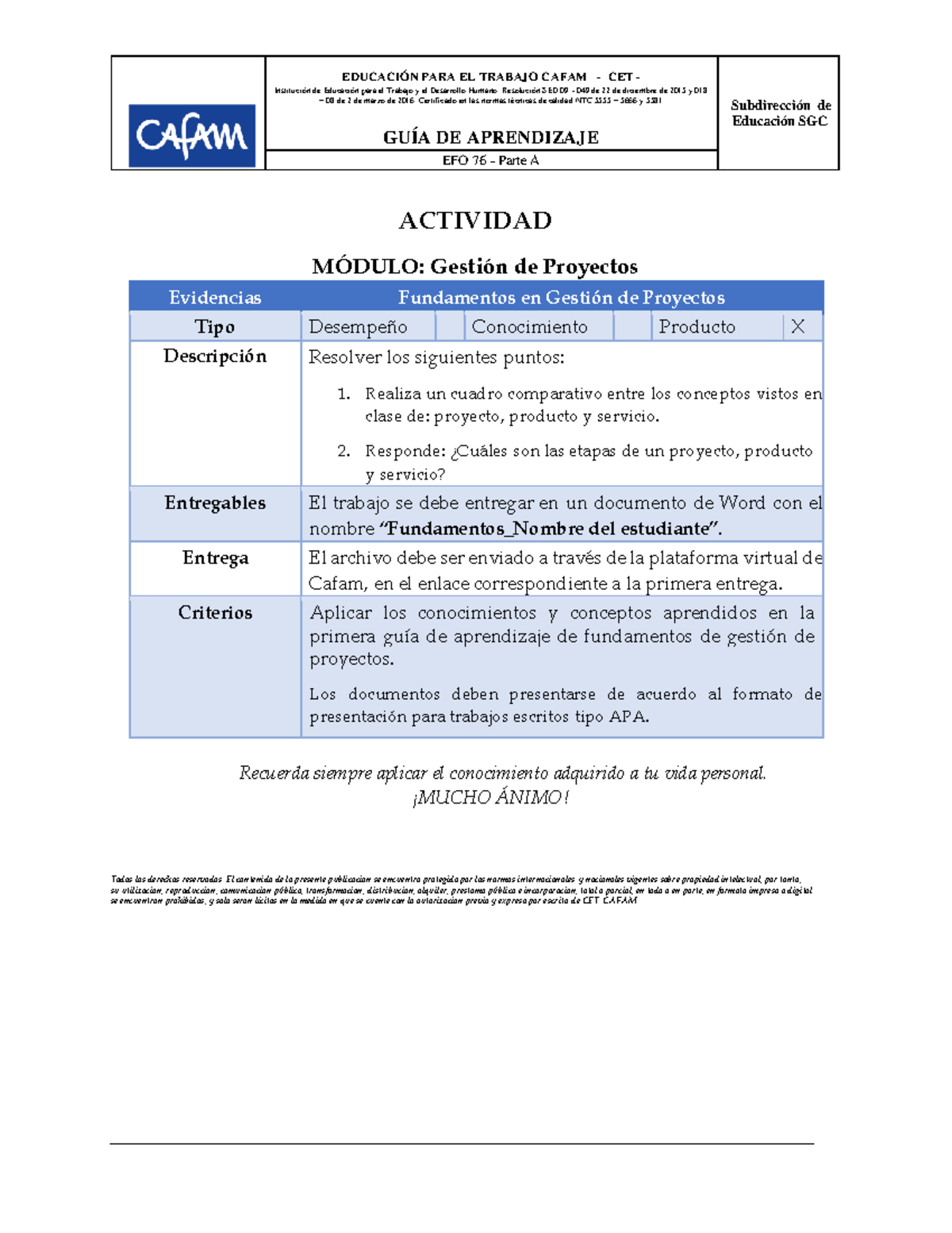 Actividad 1 Módulo - re cool - EDUCACIÓN PARA EL TRABAJO CAFAM - CET ...
