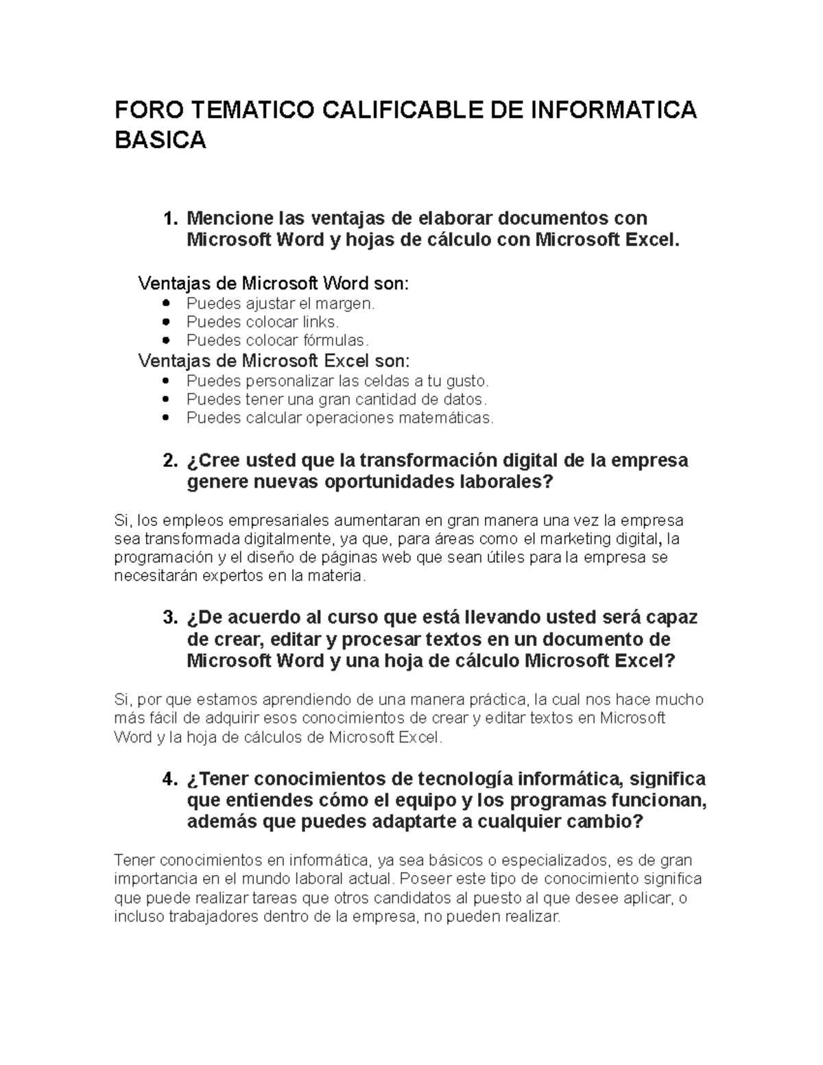 FORO Tematico Calificable DE Informatica Basica - FORO TEMATICO ...