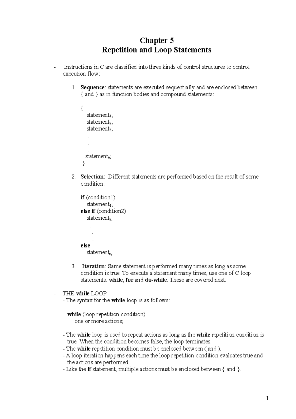Chapter 5 - PPT - Chapter 5 Repetition and Loop Statements Instructions ...