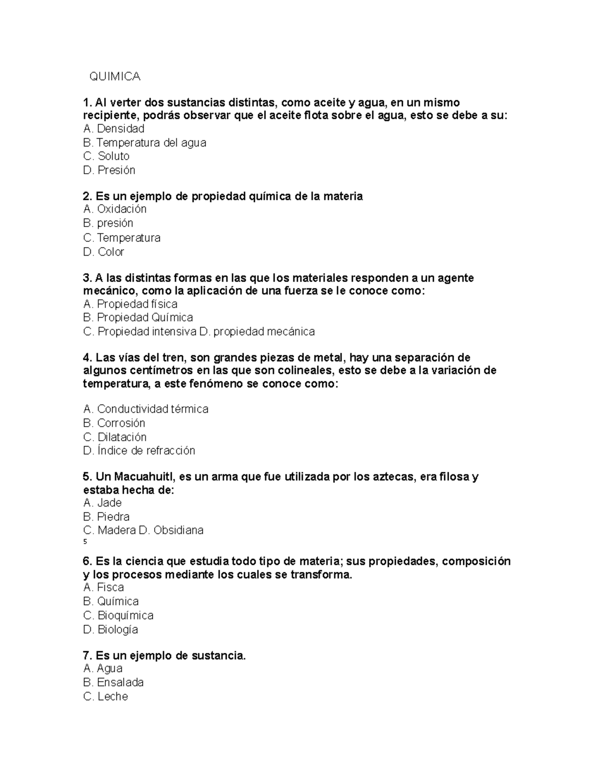 GUIA Quimica 3ero - Nota 3 - QUIMICA 1. Al verter dos sustancias ...