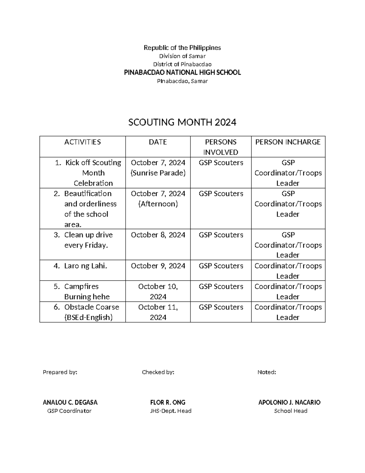 GSP ACtivities - Module - Republic of the Philippines Division of Samar ...