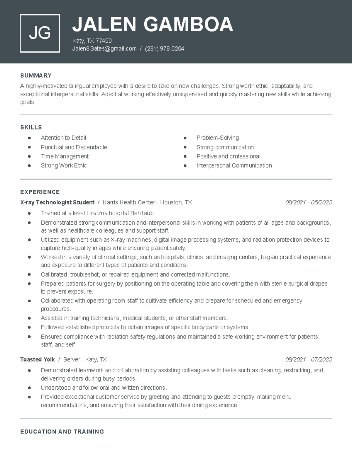 Jalen A Gamboa Resume 3 - this information is a rough dont pay ...