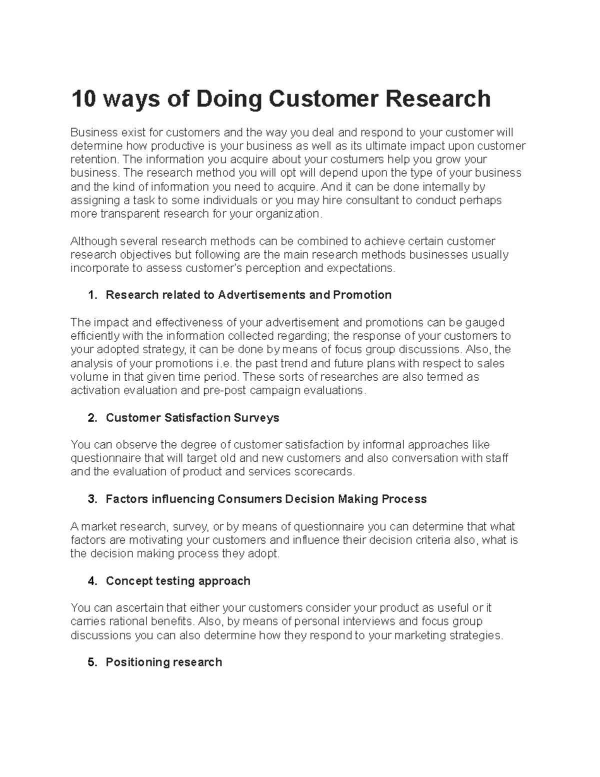 Customer research types - 10 ways of Doing Customer Research Business ...