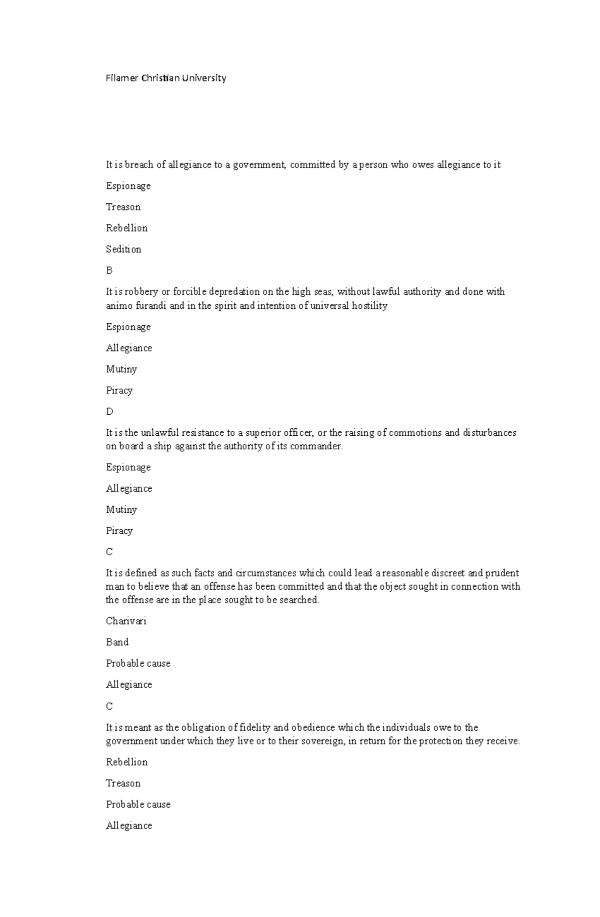 Sample crim-law-2-midterm-exam - Filamer Christian University It is ...