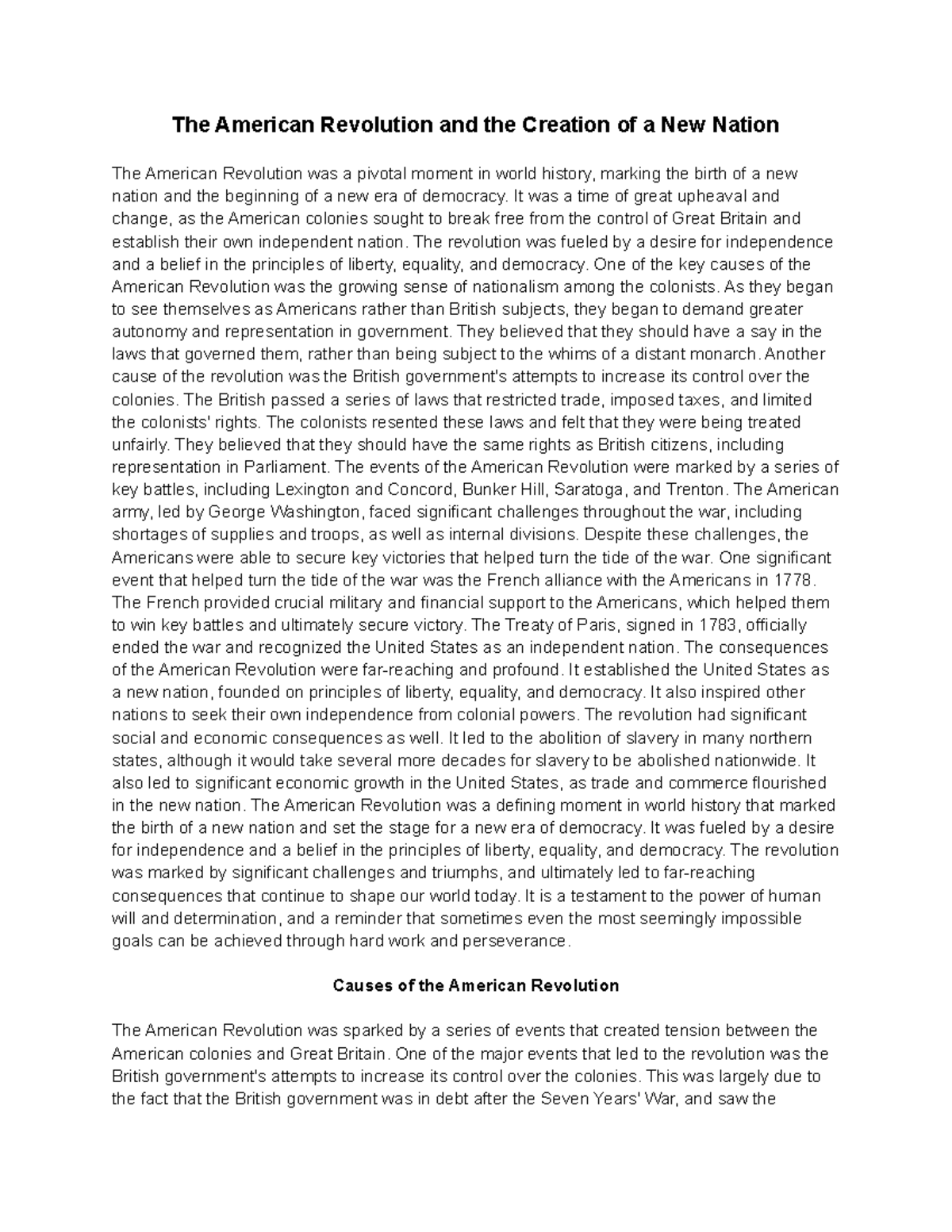 The American Revolution and the Creation of a New Nation - It was a ...