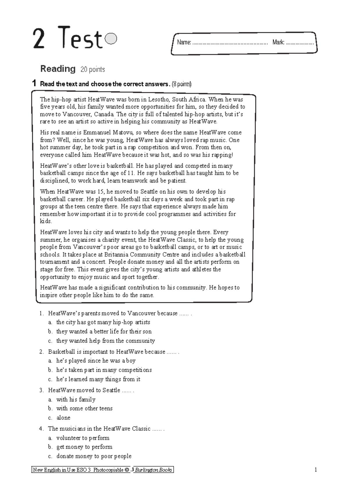 New Eng In Use 3 UT2 Level 1 - Name