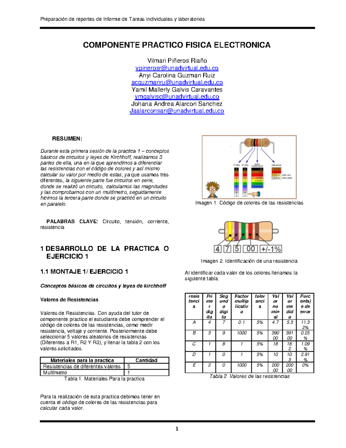 Componente Practico - Fisica Electronica - . COMPONENTE PRACTICO FISICA ELECTRONICA Vilmari ...