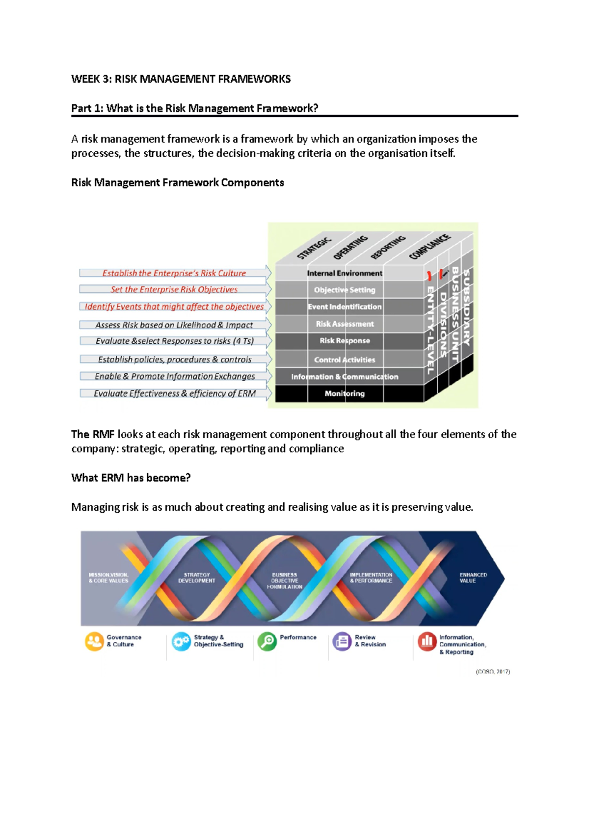 WEEK 3 - Risk Manageent Frameworks - WEEK 3: RISK MANAGEMENT FRAMEWORKS ...