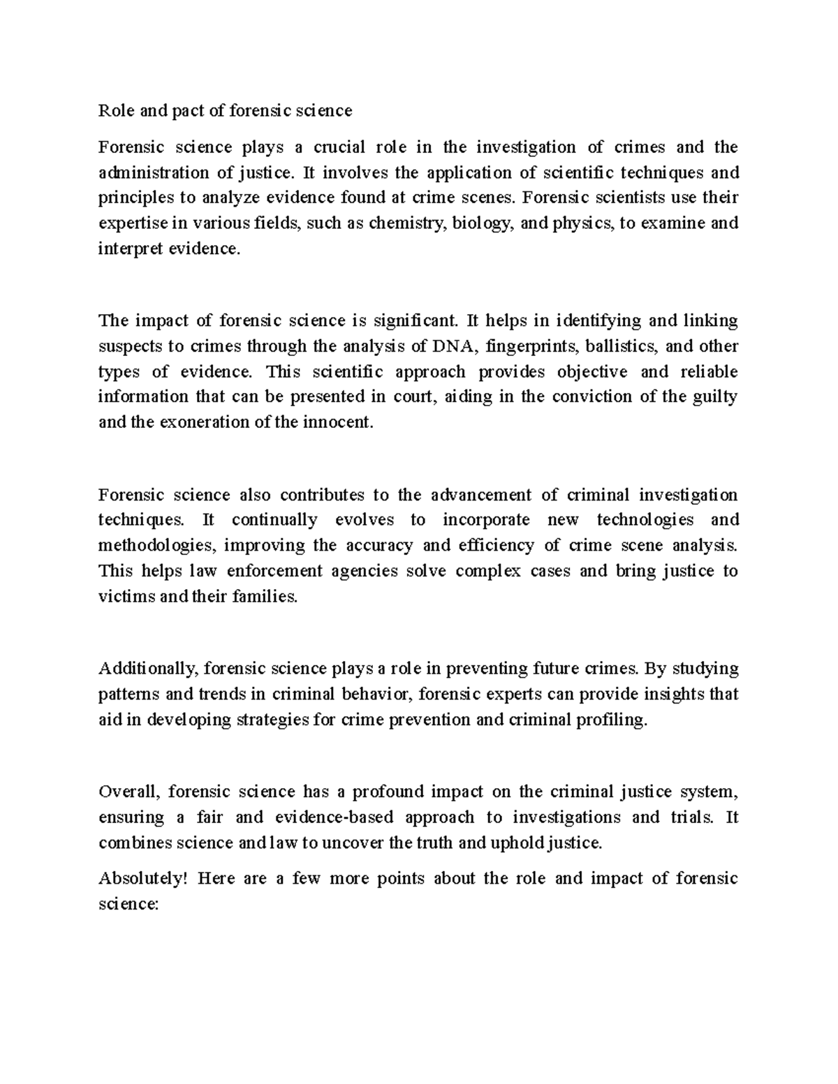 Forensic science - Useful - Role and pact of forensic science Forensic ...