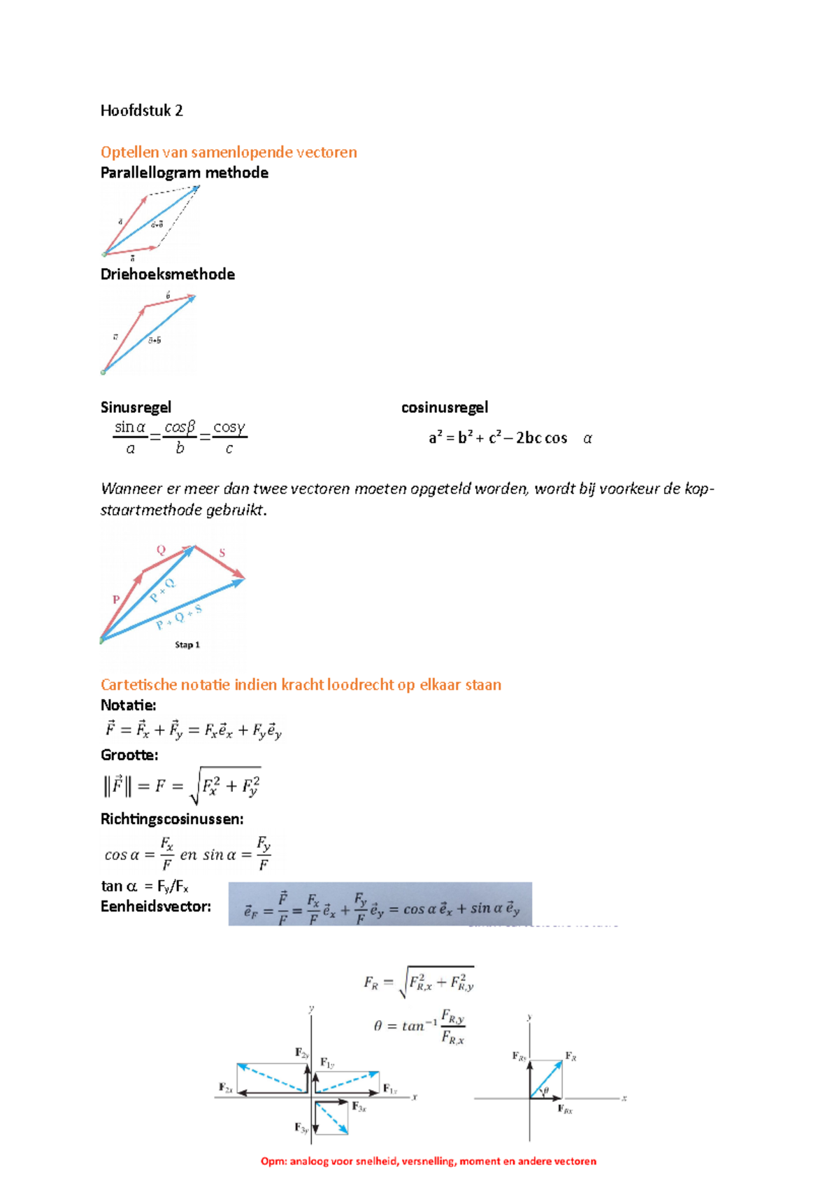 Hoofdstuk 2 mechanica - Hoofdstuk 2 Optellen van samenlopende vectoren ...