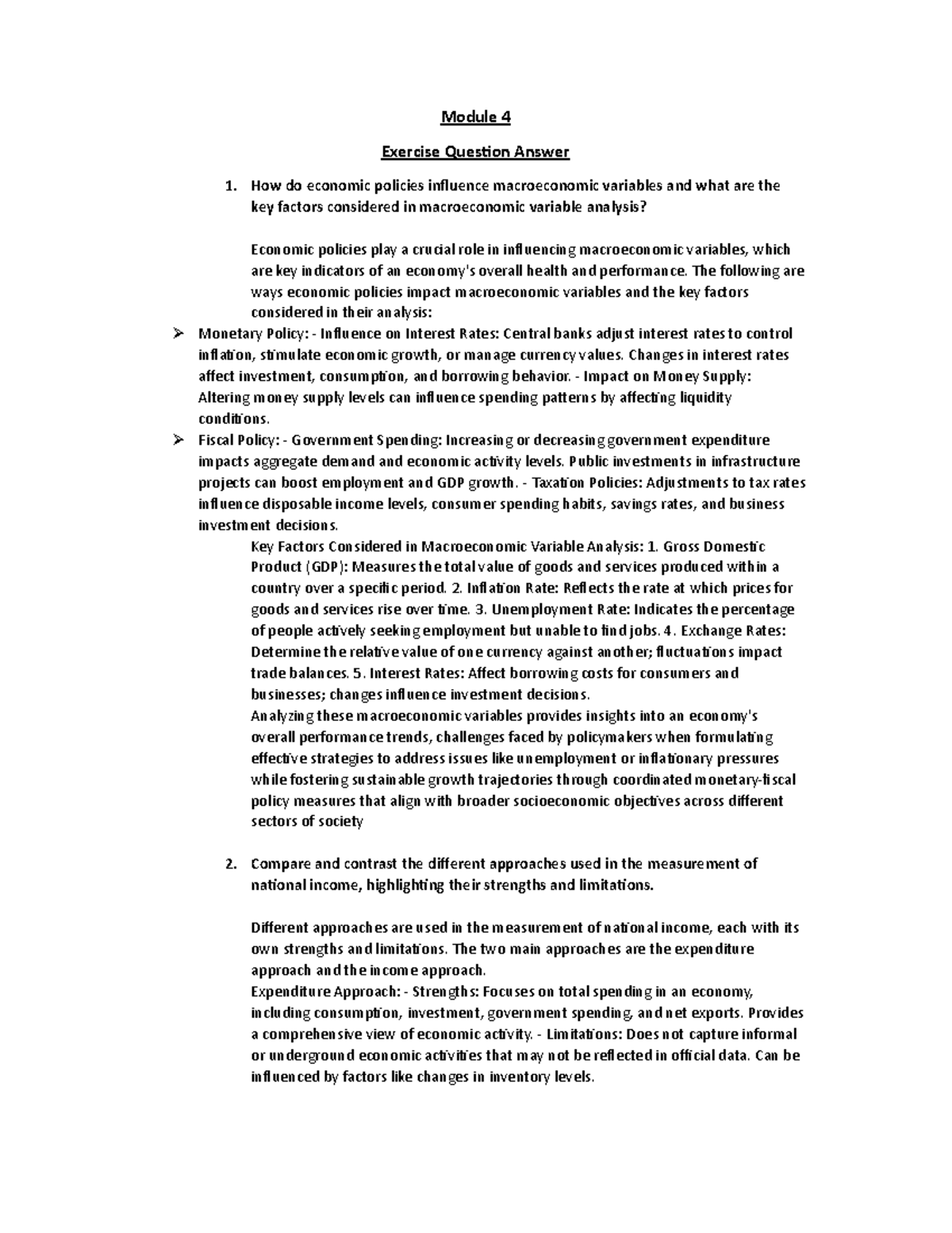 Managerial Economics Module 4 Books exercise Question Answers - Module 4 Exercise QuesƟon Answer ...