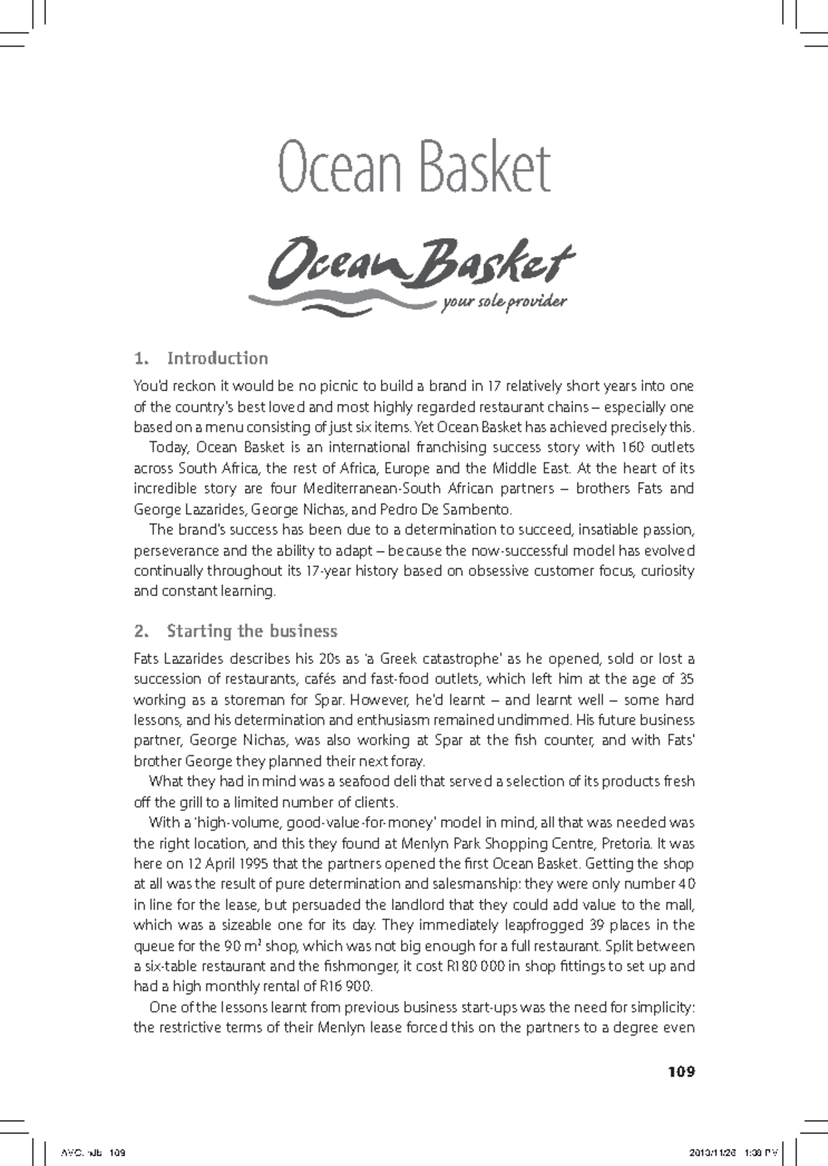 Ocean Basket - ARTICLE - 109 Ocean Basket 1. Introduction You’d reckon ...