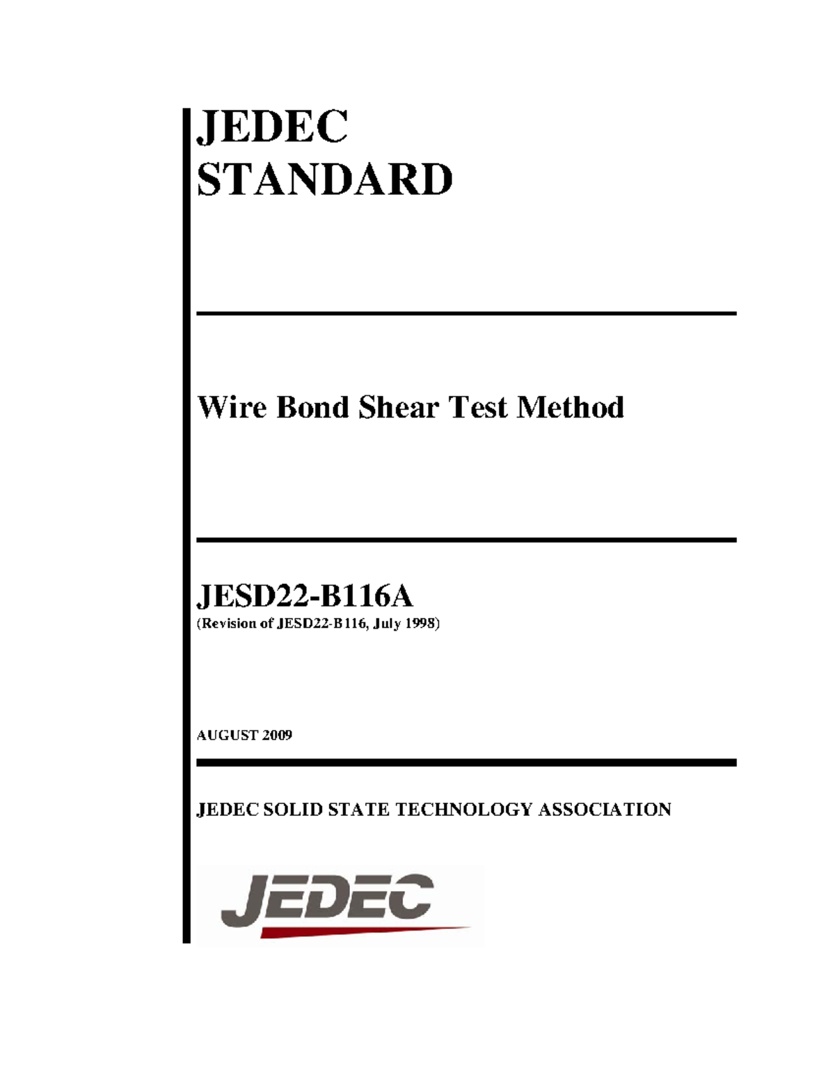 JESD22-B116A - N/A - JEDEC STANDARD Wire Bond Shear Test Method JESD22 ...