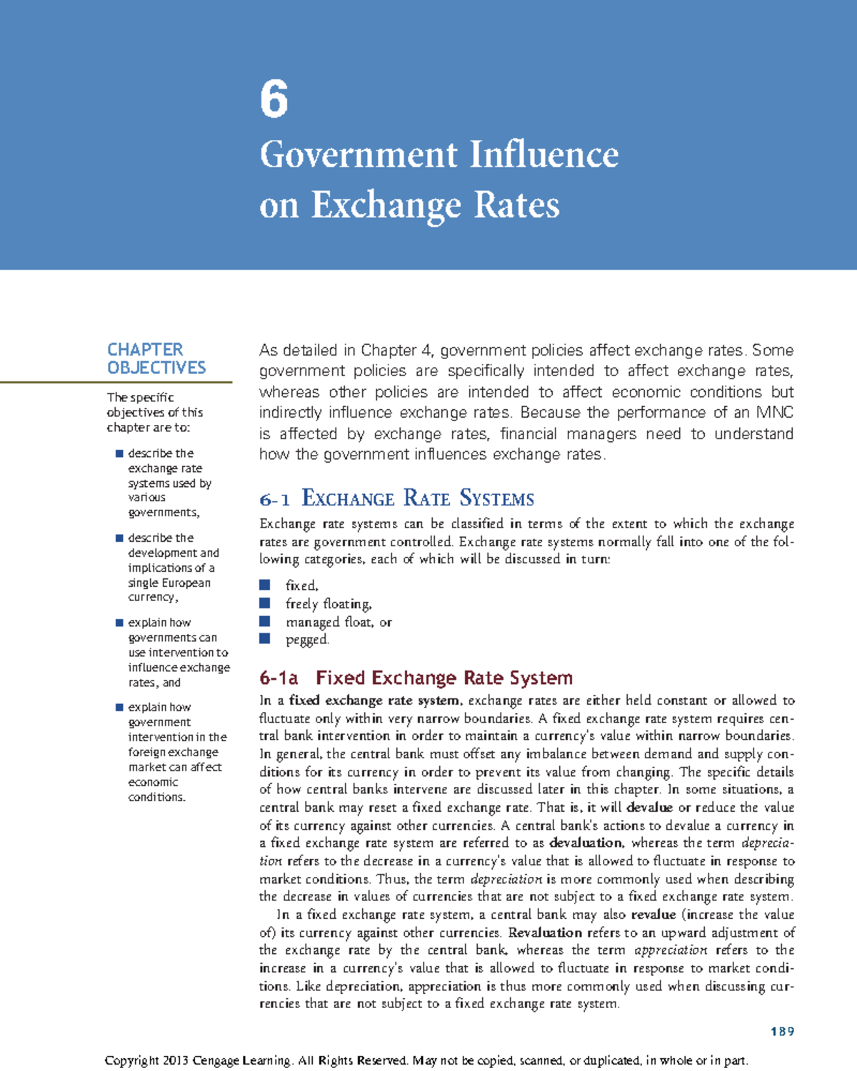 Chapter 6 - Nada - 6 Government Influence on Exchange Rates As detailed ...