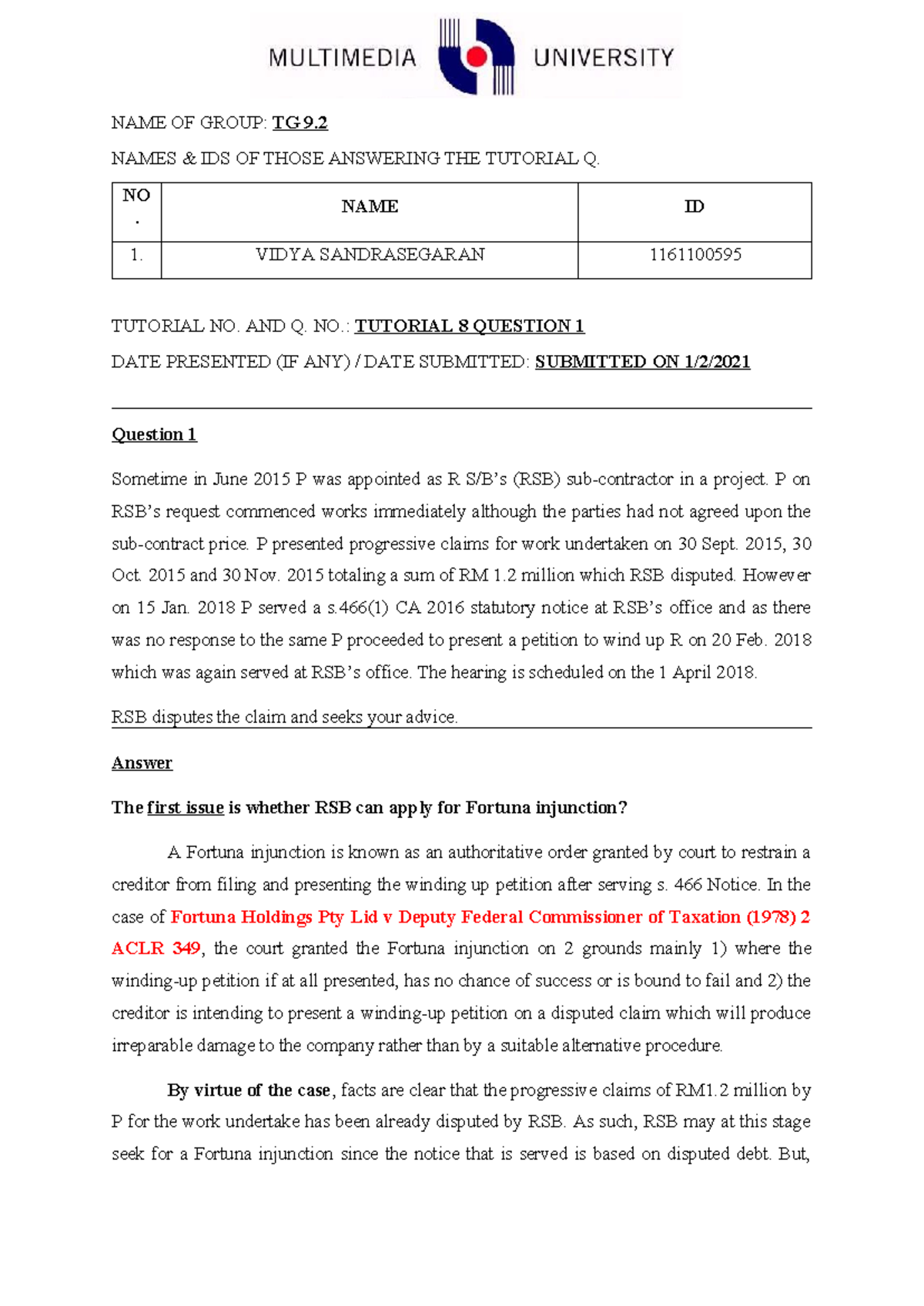 DONE- Question 1 - NAME OF GROUP: TG 9. NAMES & IDS OF THOSE ANSWERING ...