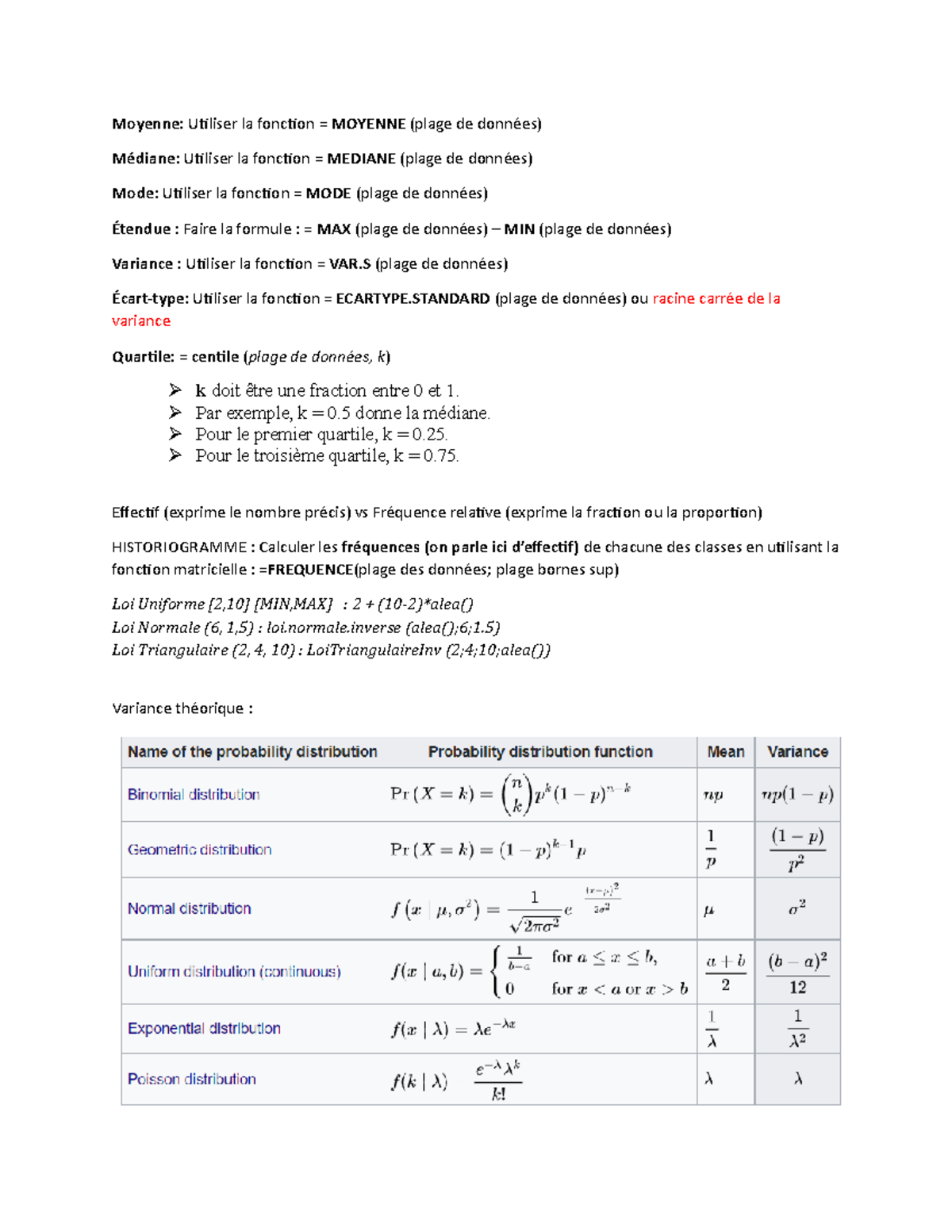 Notes Math financière (examen final) - Moyenne: Utiliser la fonction ...