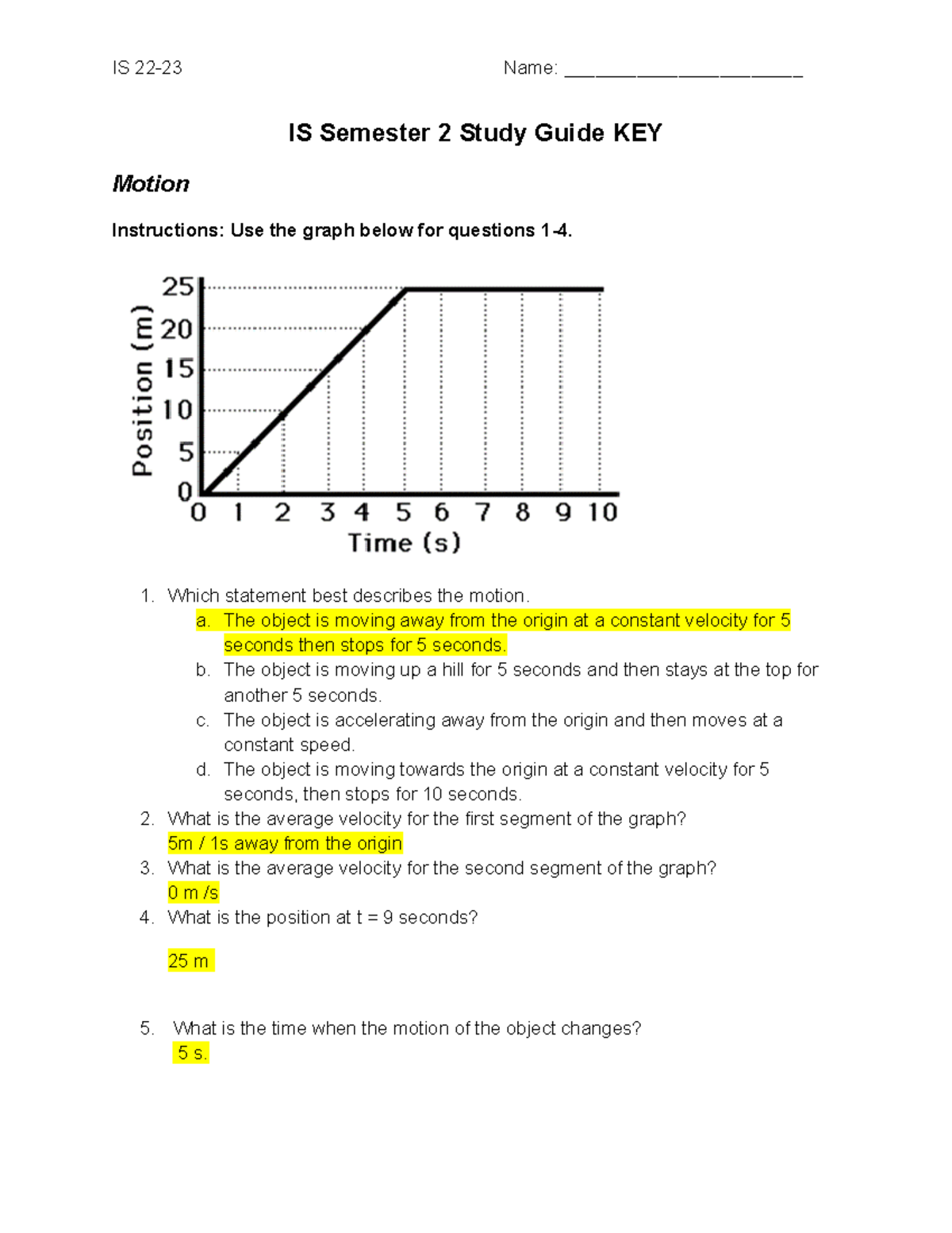 Integrated Science S2 Student Study Guide-KEY - IS Semester 2 Study ...