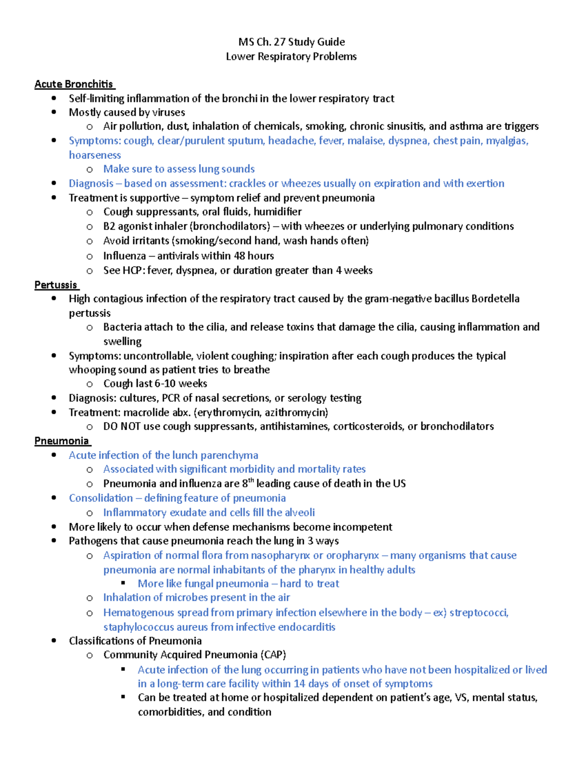 MS Ch.27 Study Guide - med surg - MS Ch. 27 Study Guide Lower ...