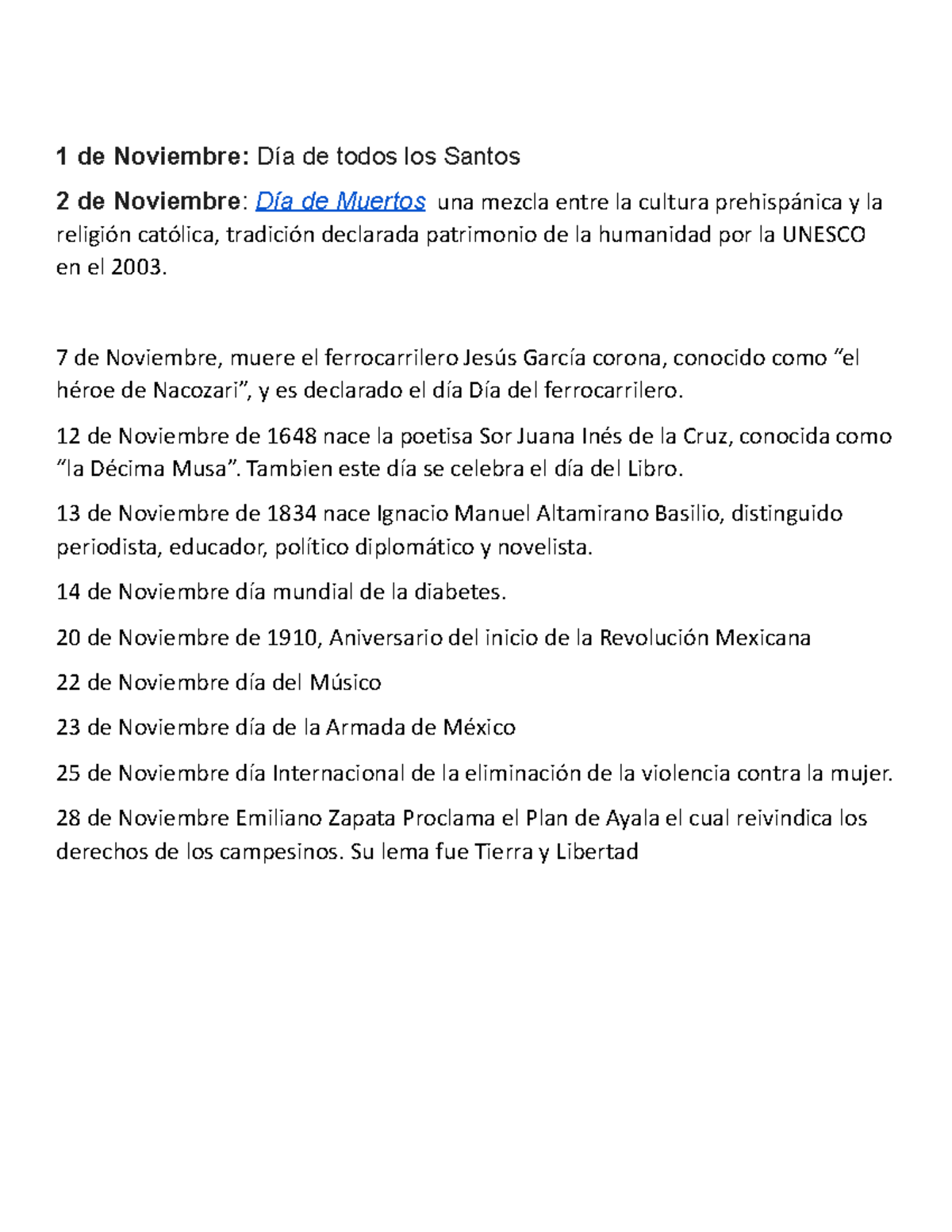 Efemerides - 1 de Noviembre: Día de todos los Santos 2 de Noviembre ...