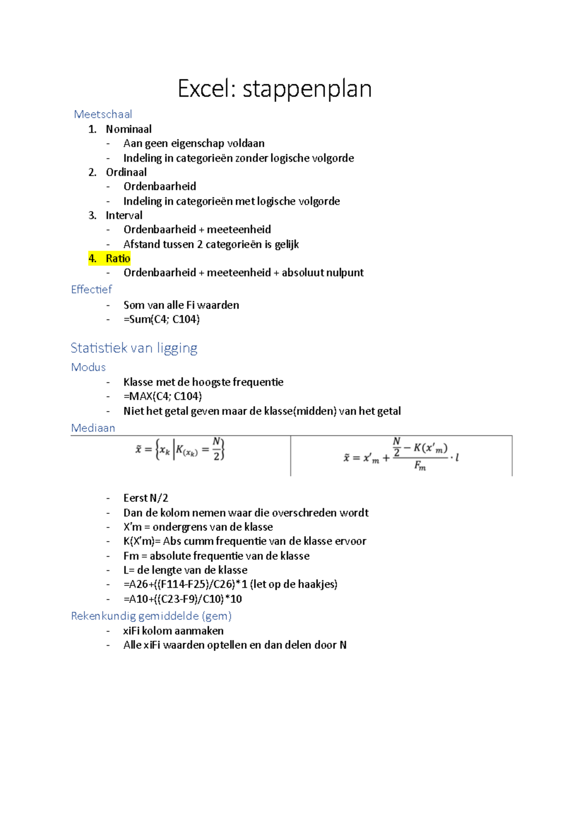 Excel stappenplan - Excel: stappenplan Meetschaal Nominaal Aan geen ...