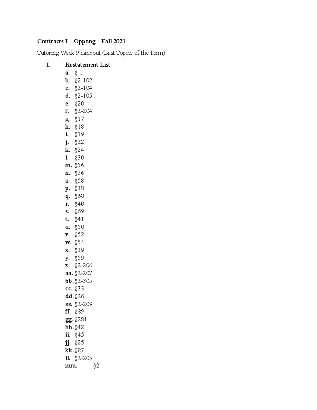 Week 9 Tutoring Answer Key - Tutoring Week 9 handout (Last Topics of ...