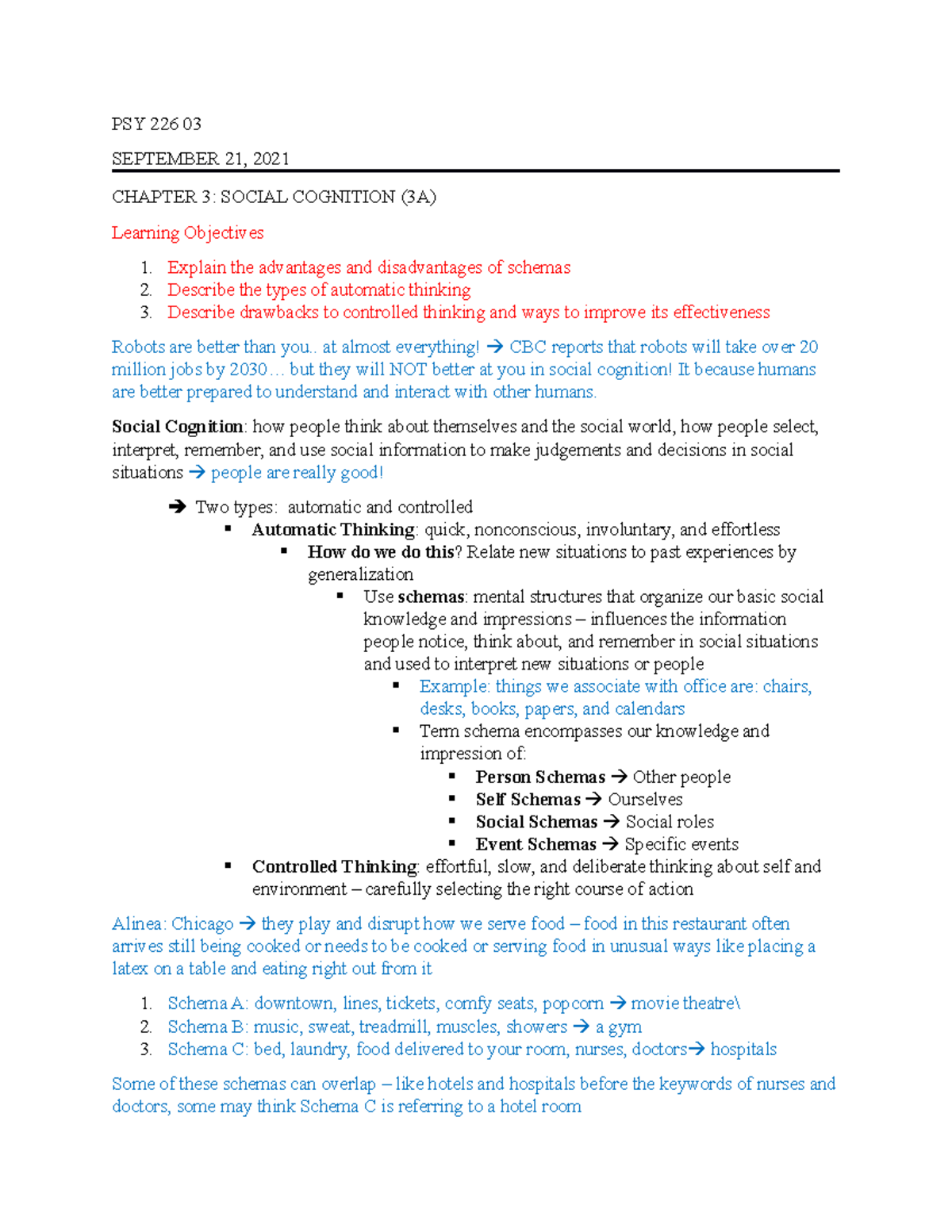 SEPT 21 PSY 226 - PSY 226 03 SEPTEMBER 21, 2021 CHAPTER 3: SOCIAL ...