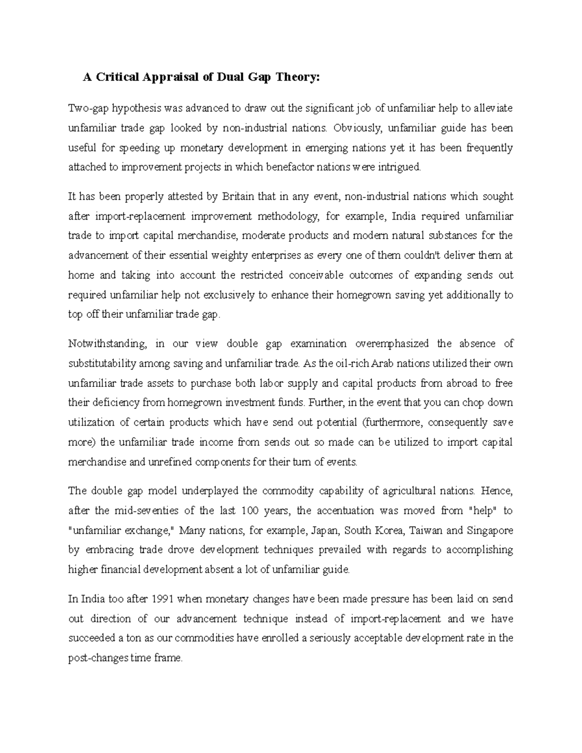 A Critical Appraisal of Dual Gap Theory - A Critical Appraisal of Dual ...