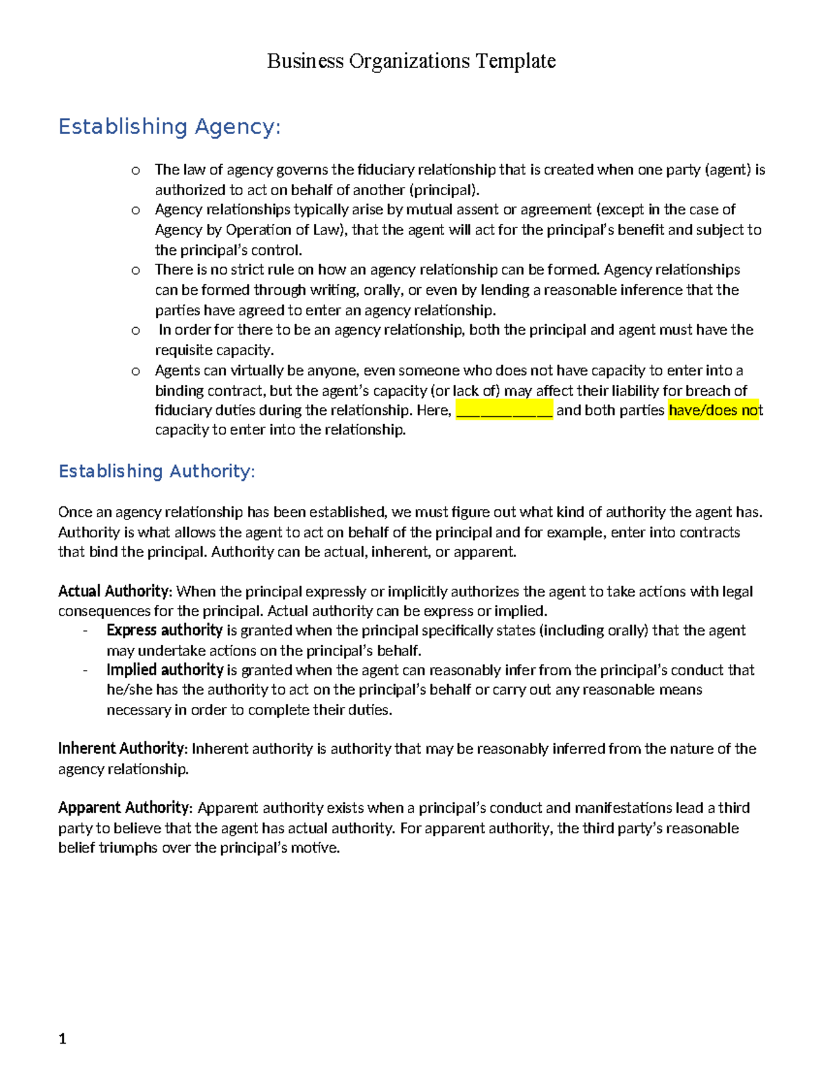 Business Organizations (Exam Template) - Business Organizations ...