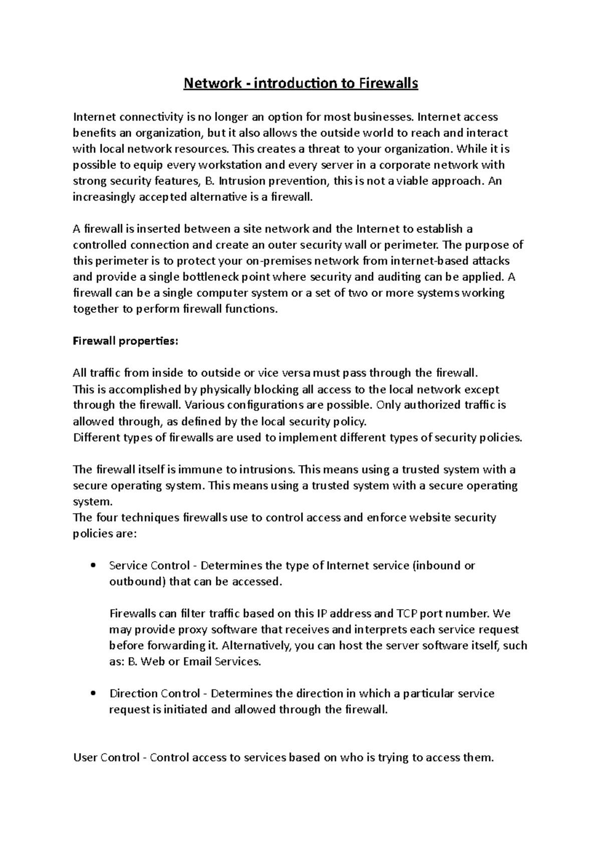 Network - introduction to Firewalls - Network - introduction to ...