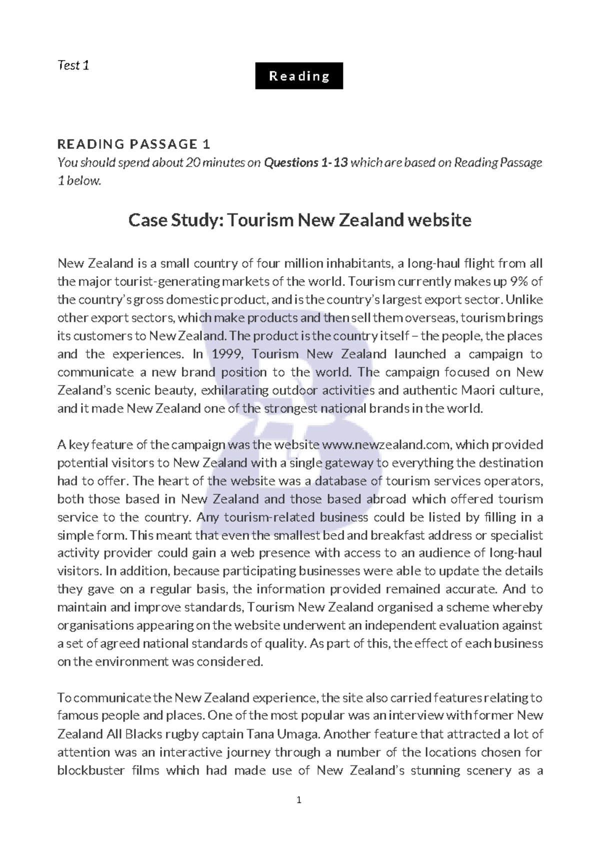 W1 Reading-Test-1 - cho những ai đang cần luyện đề reading ielts ...