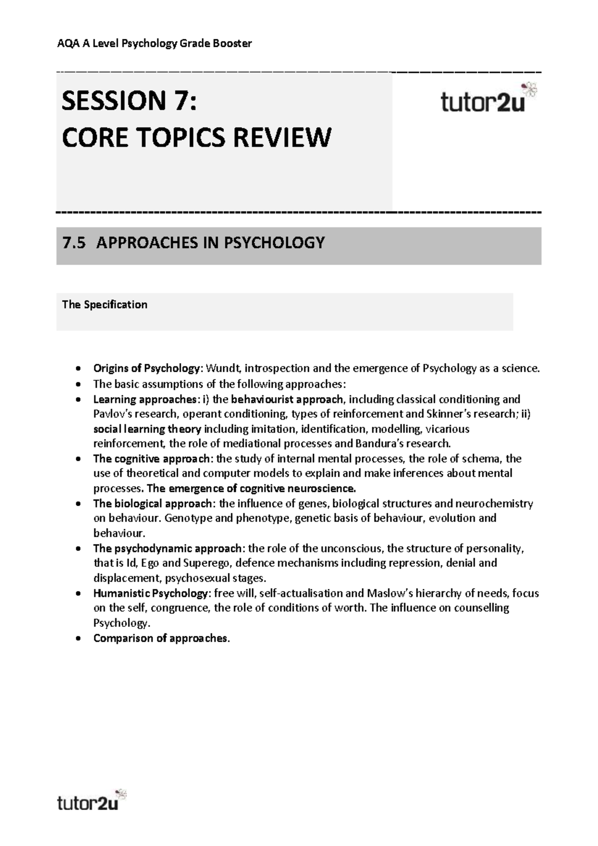 Psych GB 2021 worksheet Session 7 - SESSION 7: CORE TOPICS REVIEW 7. 5 ...
